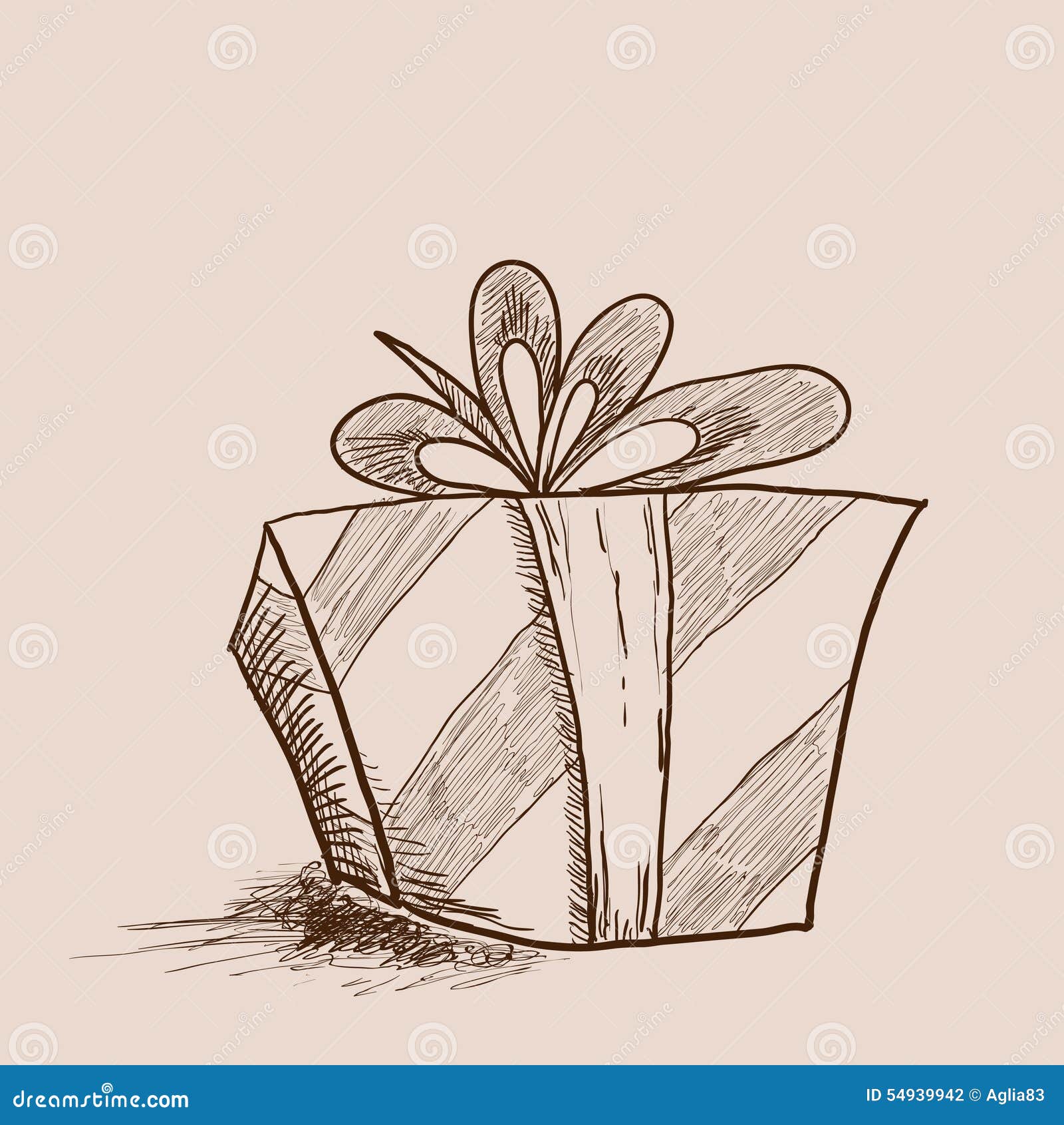 Present Box Hand Draw with Bow Stock Vector - Illustration of cheerful ...