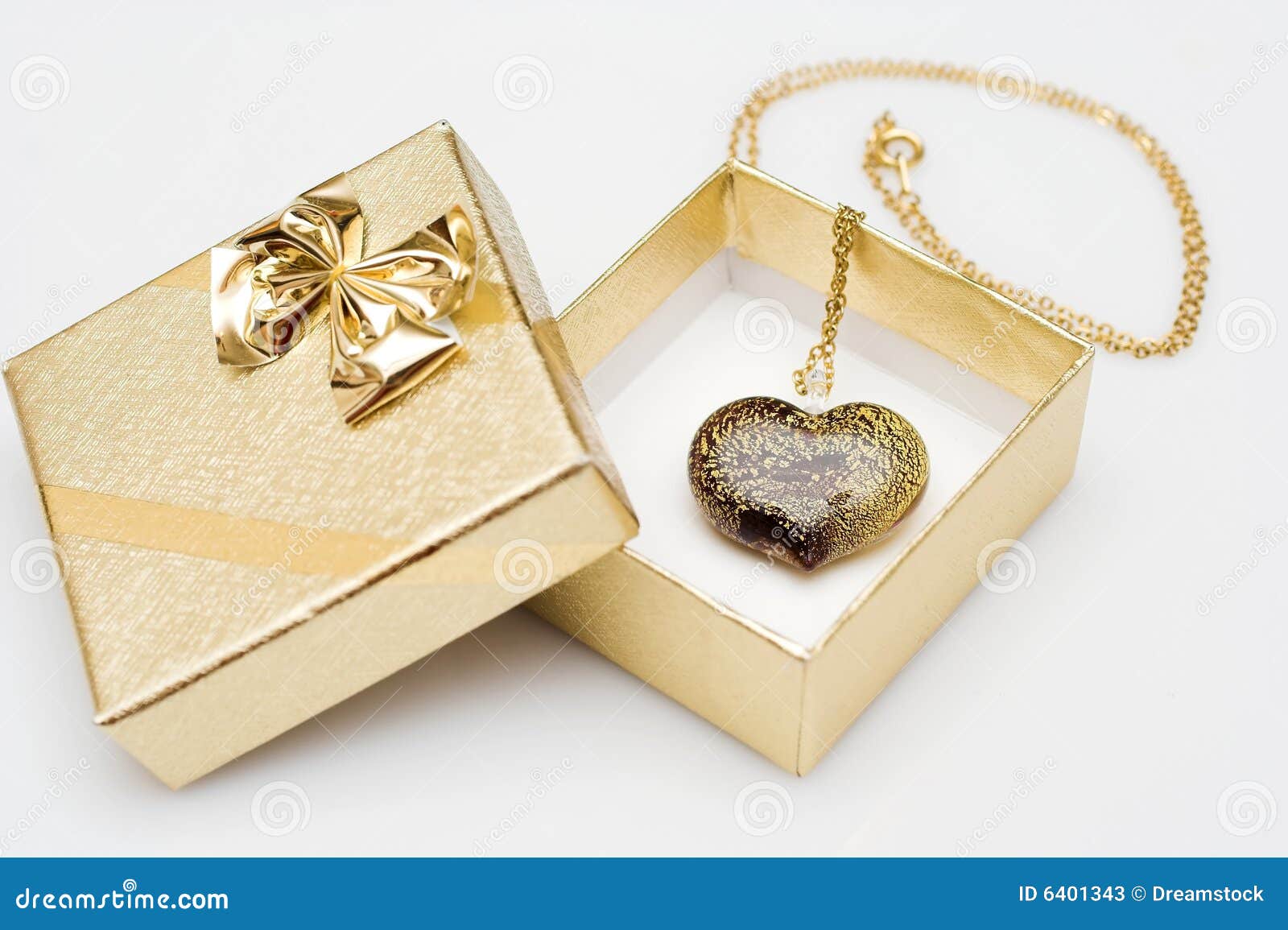 Present Box with Heart Pendant Stock Image - Image of item, close: 6401343