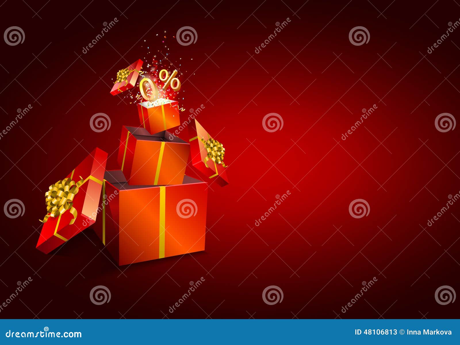 Present Box Inside Present Box on Red Background. Stock Vector ...