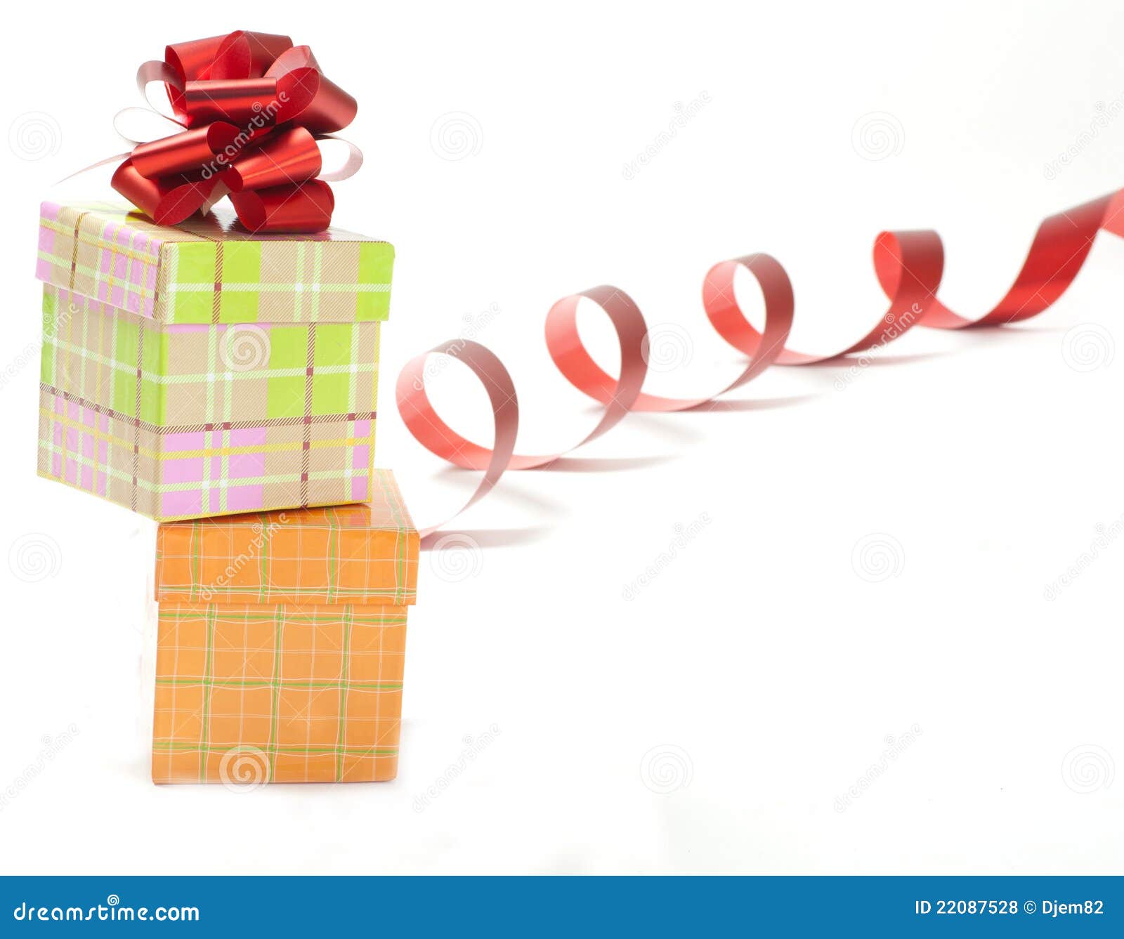 Present Box with Red Ribbon Bow Stock Photo - Image of birthday ...