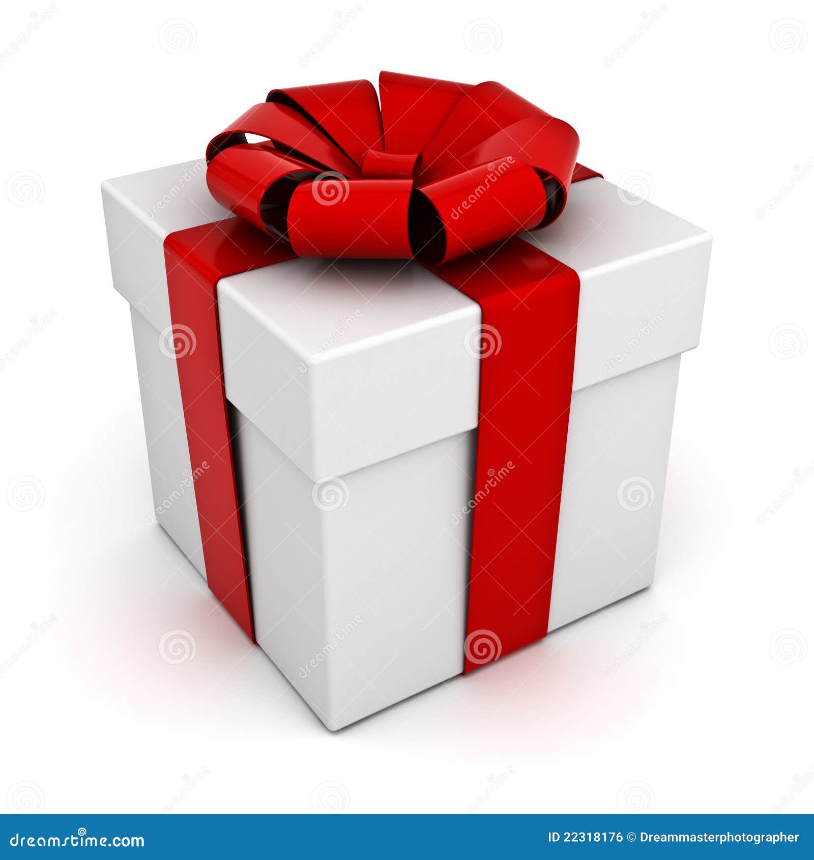 Present Box with Red Ribbon Bow Stock Illustration - Illustration of ...