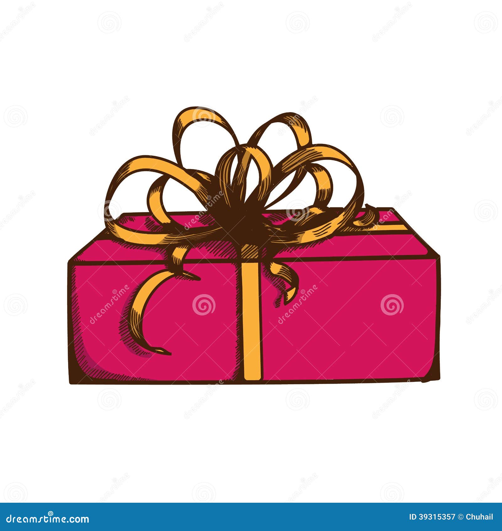 Present Box with Ribbon and Bow. Stock Illustration - Illustration of ...