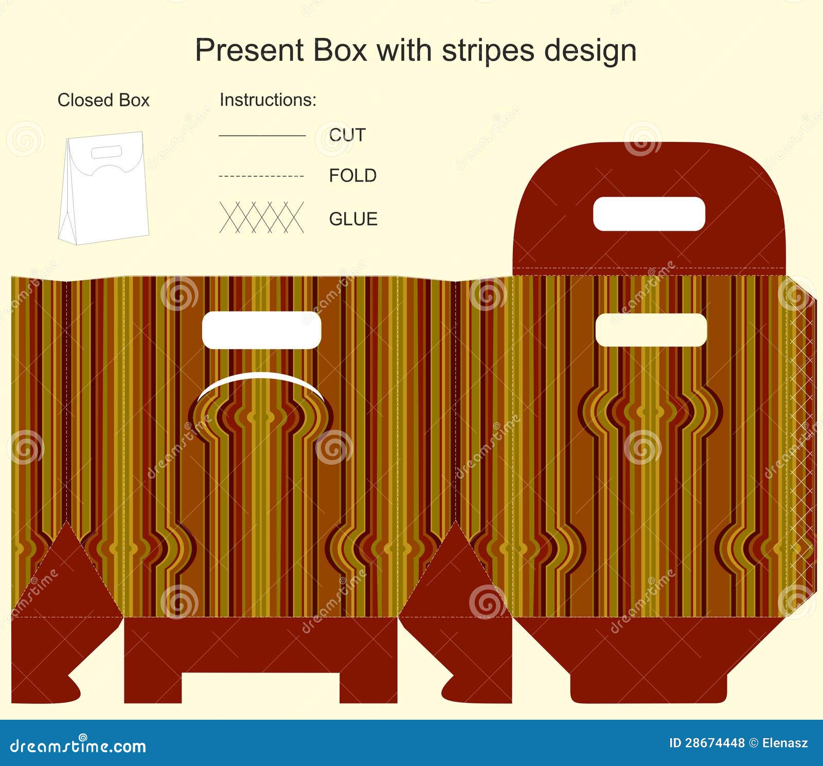 Present Box with Stripes Design Stock Vector - Illustration of boxes ...