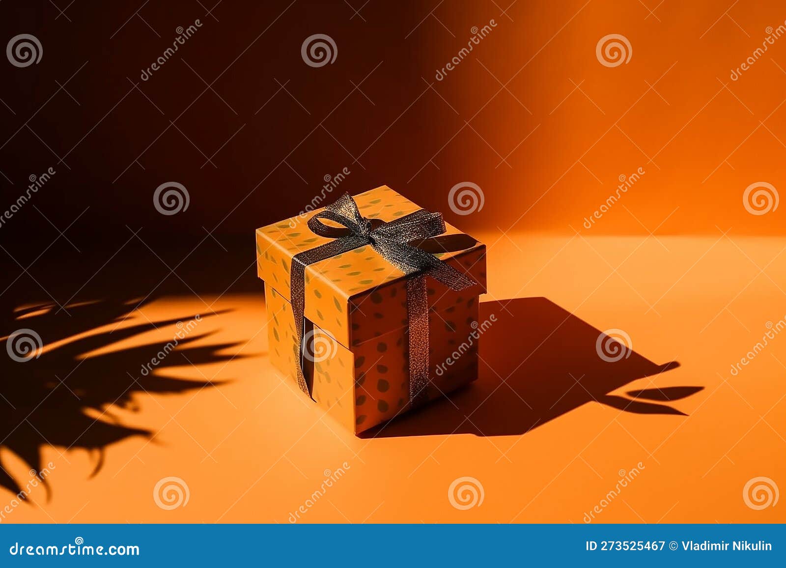 Present Box with Tree Branch Shadows on Red Background, Created with ...