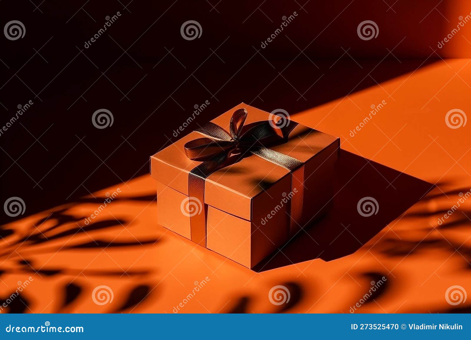 Present Box with Tree Branch Shadows on Red Background, Created with ...