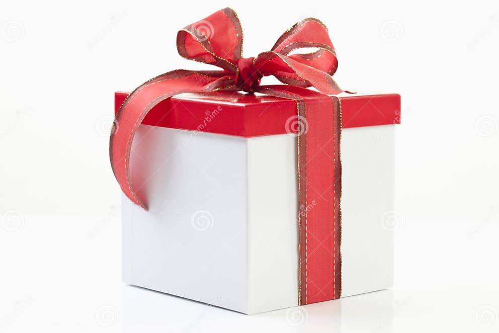 Present Box on White Background Stock Image - Image of background ...