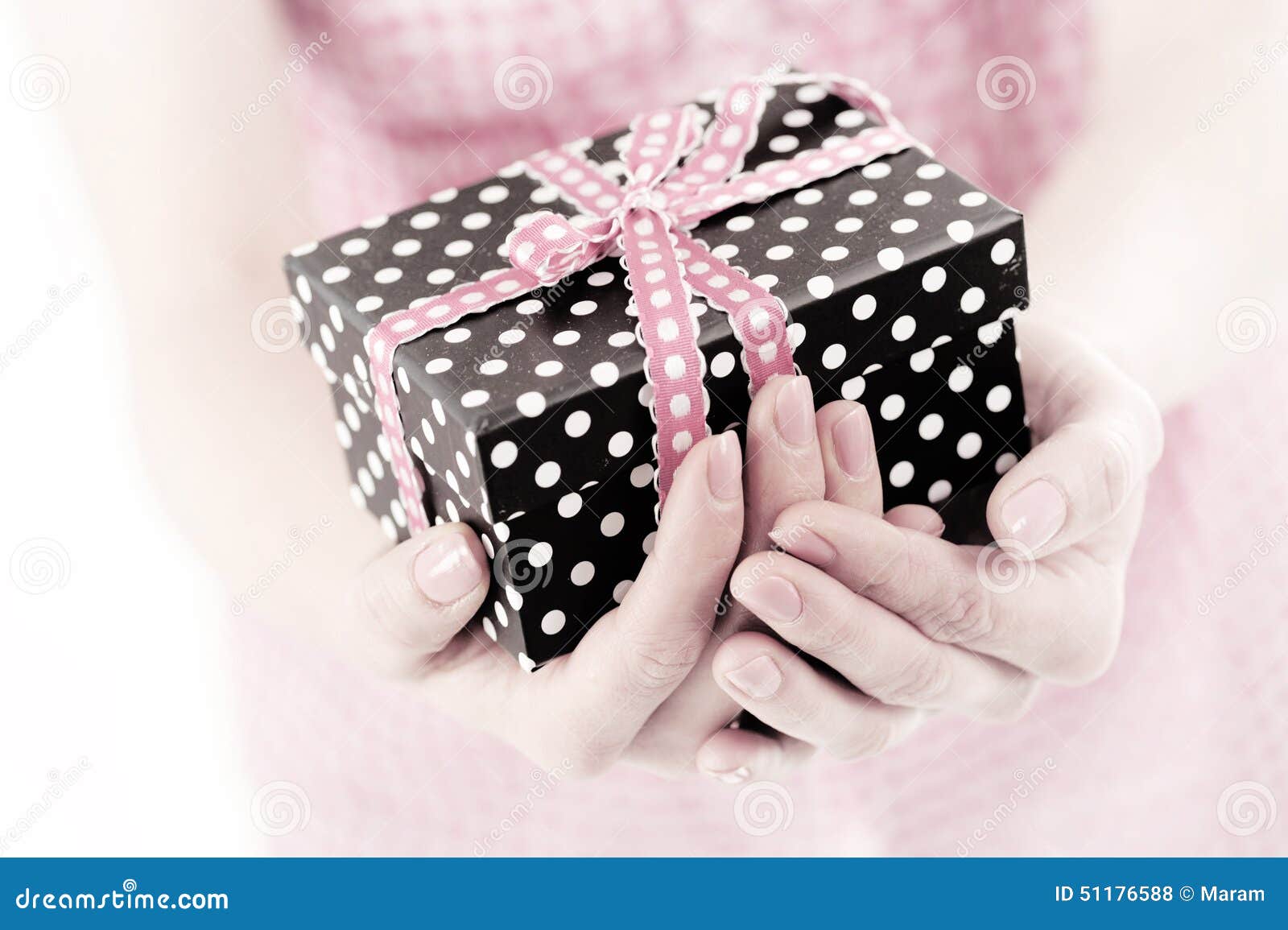 Present Box in a Woman Hand Close Up Stock Photo - Image of christmas ...