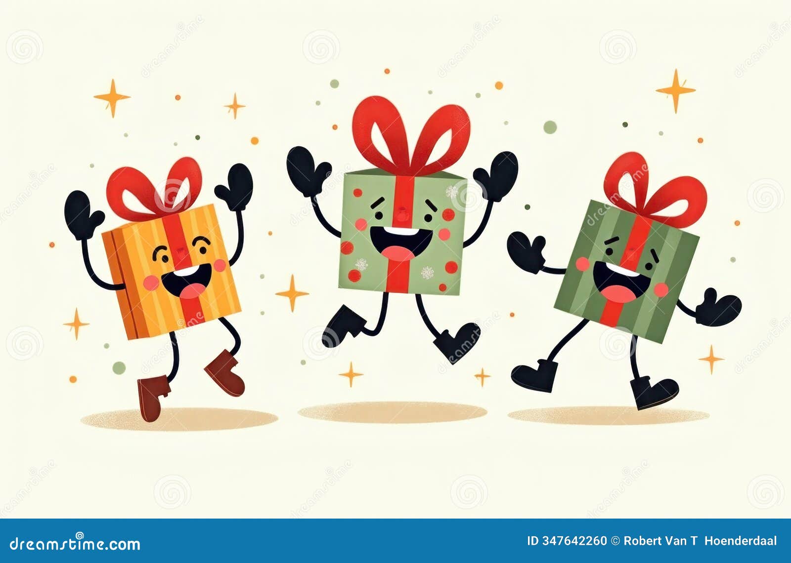 Present Cartoon Walking Around at 30-11-2024 Stock Illustration ...