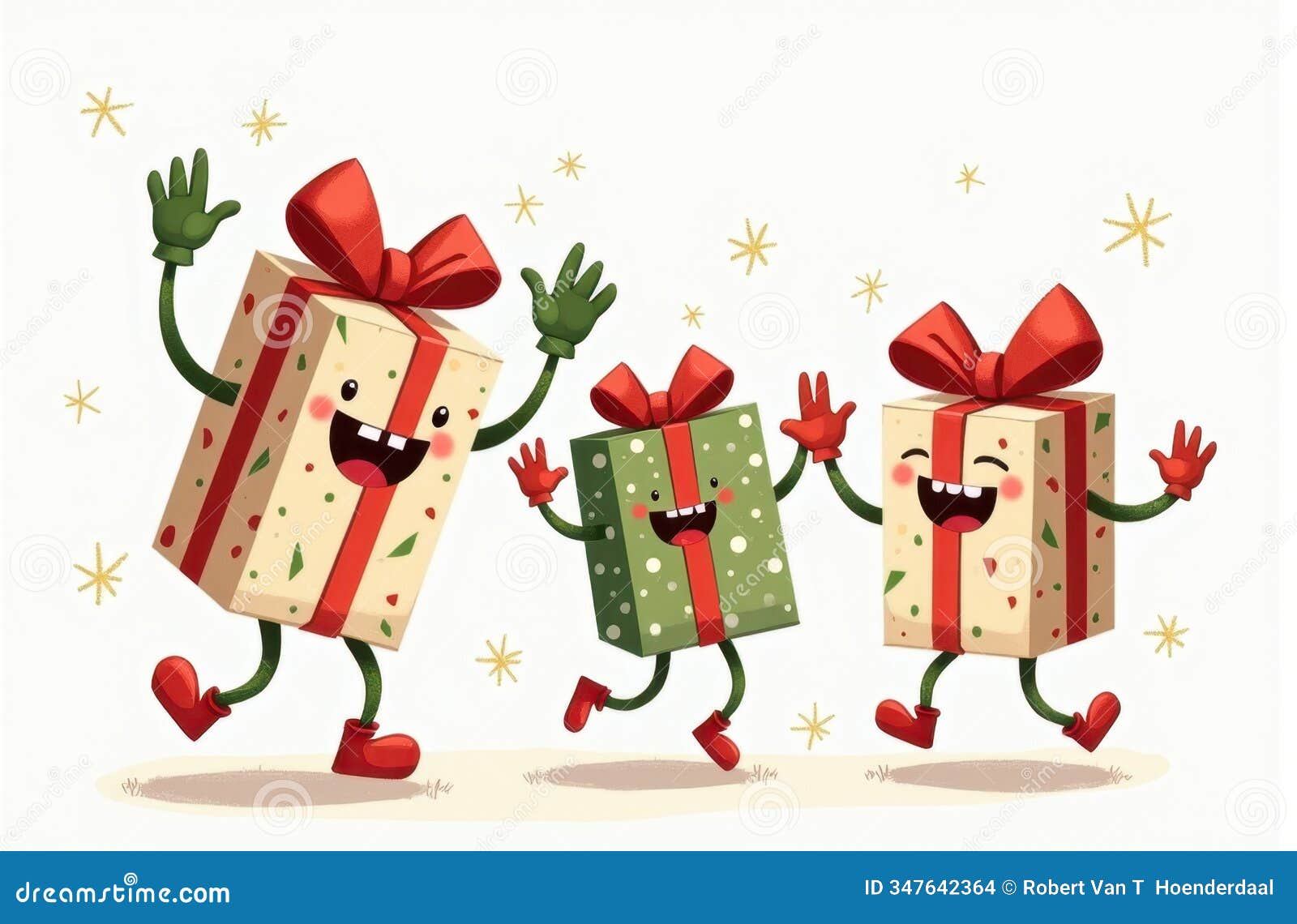 Present Cartoon Walking Around at 30-11-2024 Stock Illustration ...