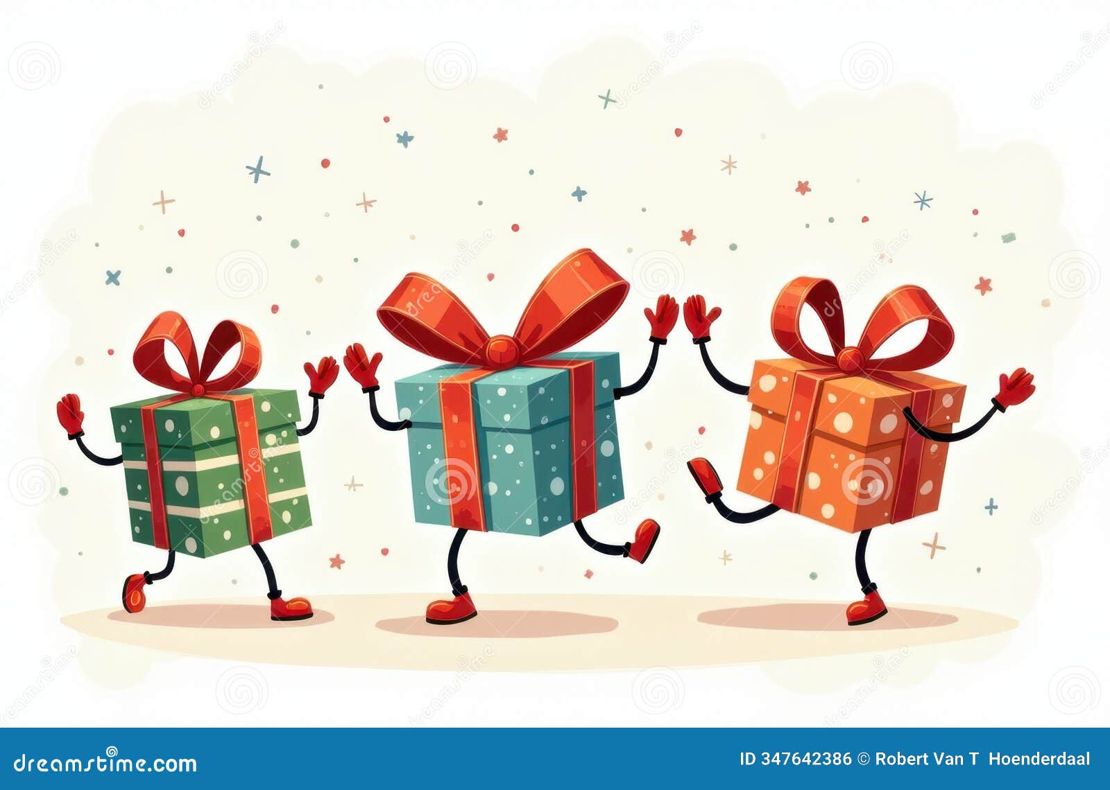 Present Cartoon Walking Around at 30-11-2024 Stock Illustration ...
