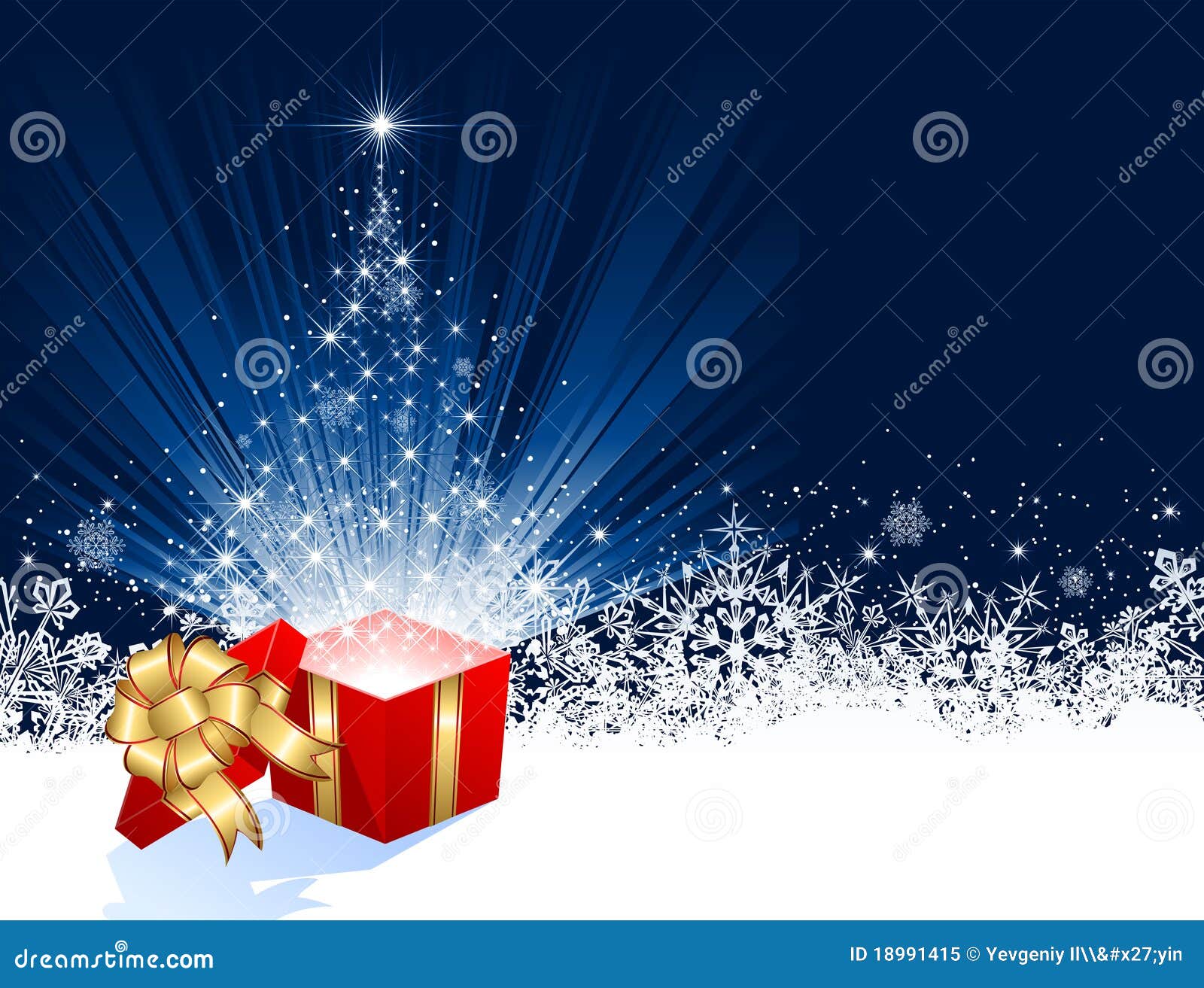 Present with Christmas Tree from Stars Stock Vector - Illustration of ...