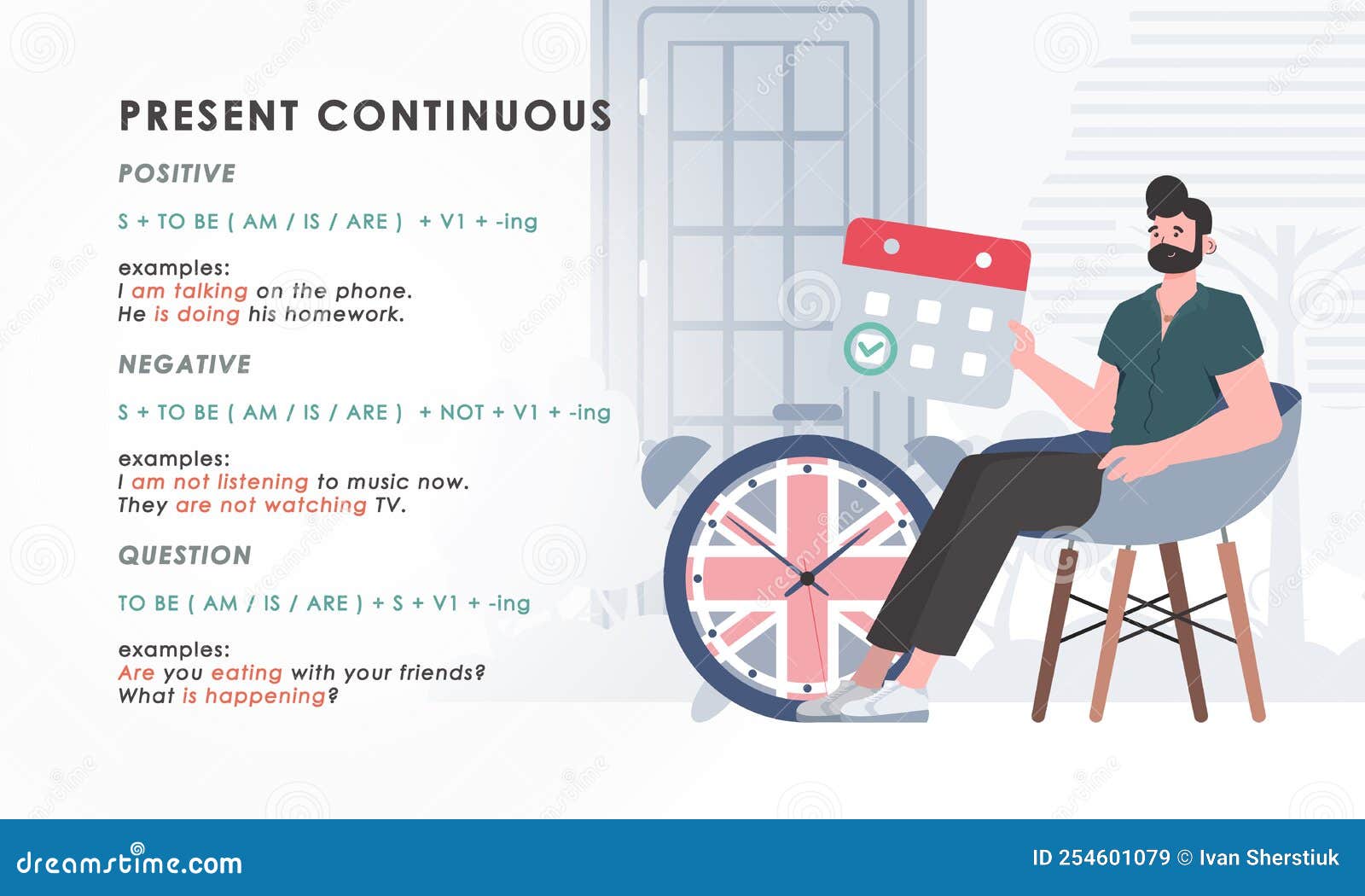 Present Continuous. Rule for the Study of Tenses in English. the ...