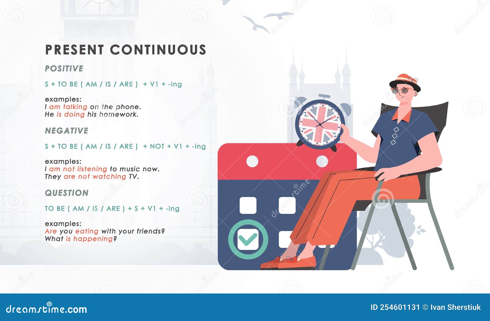 Present Continuous. Rule for the Study of Tenses in English. the ...