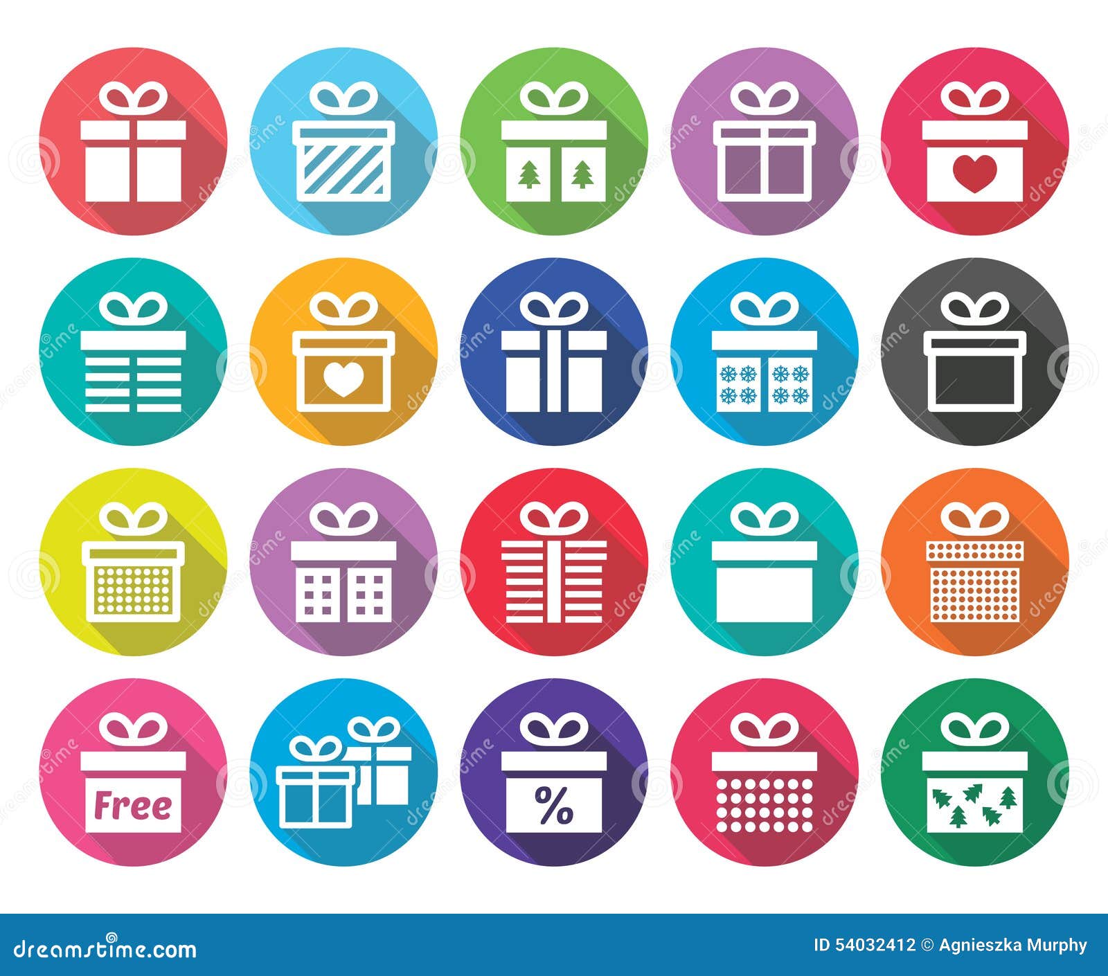 Present, Gift Box Flat Design Icons Set Stock Illustration ...