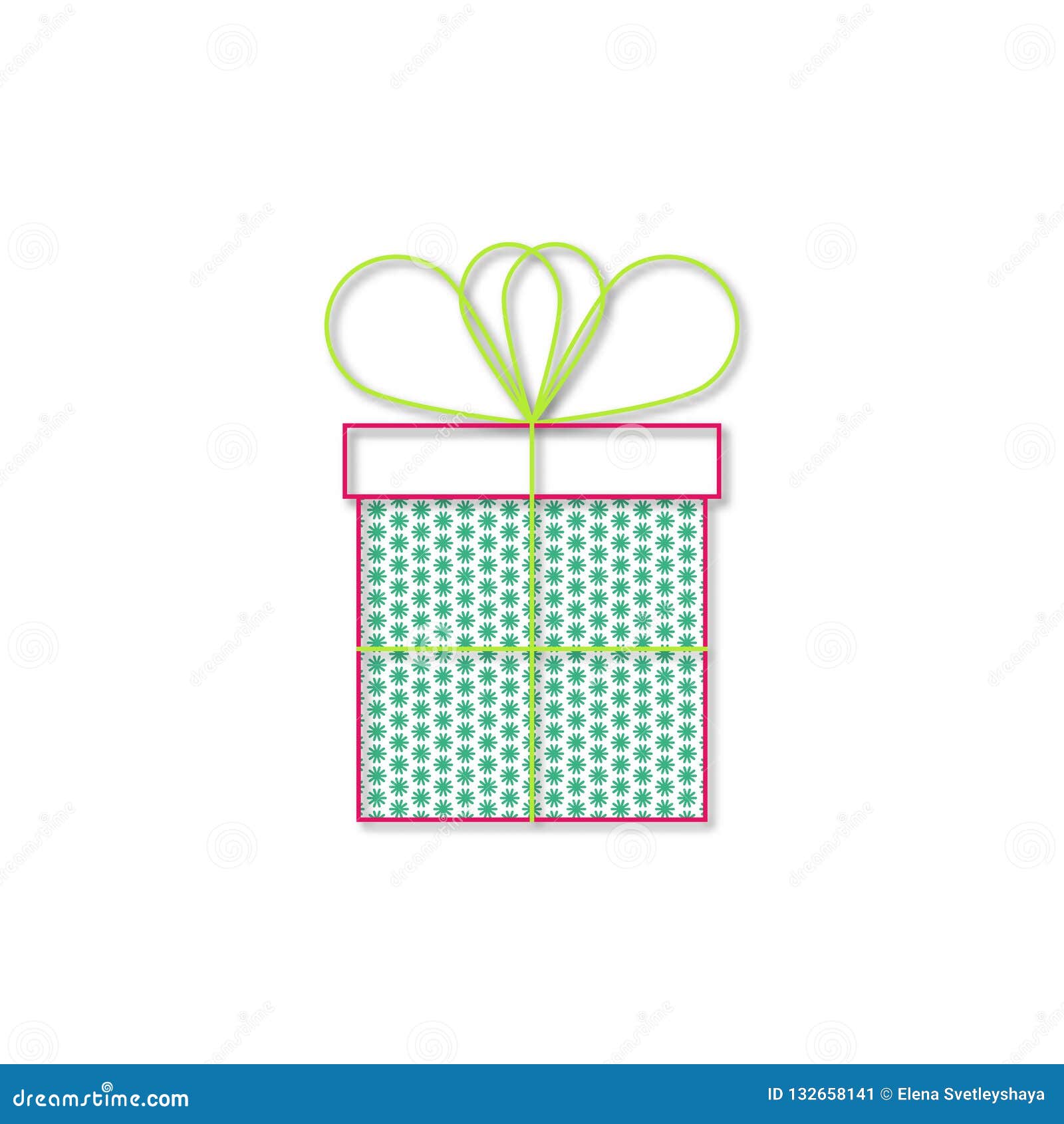 Present or Gift Box. Outline Colorful Vector Icon. 3d Effect Stock ...