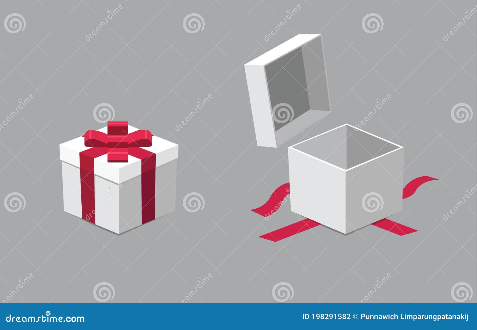 Present Gift Box Wrapped Unwrapped Vector Stock Vector - Illustration ...