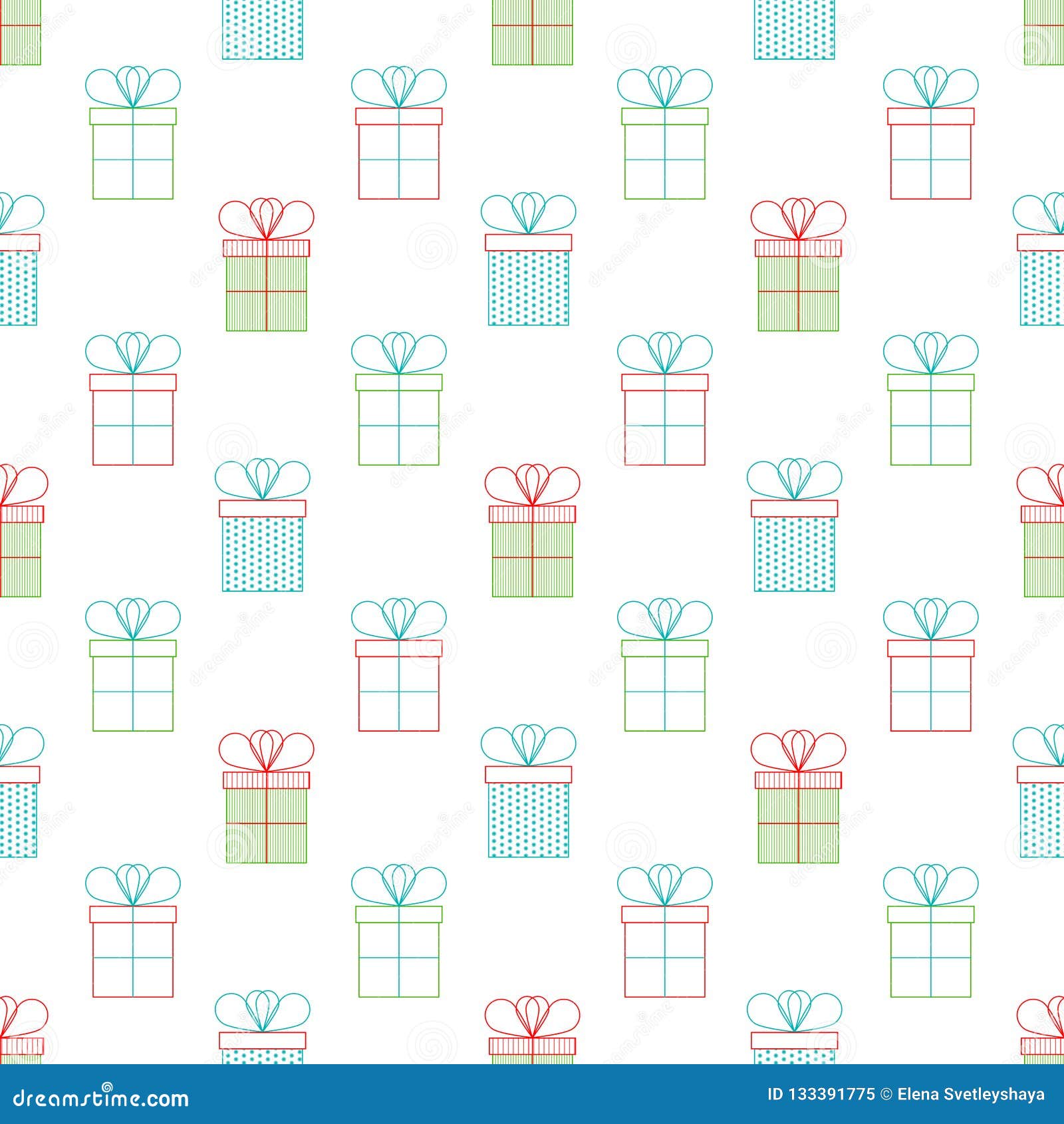 Present or Gift Boxes. Outline Vector. Bright Colors. Celebration ...