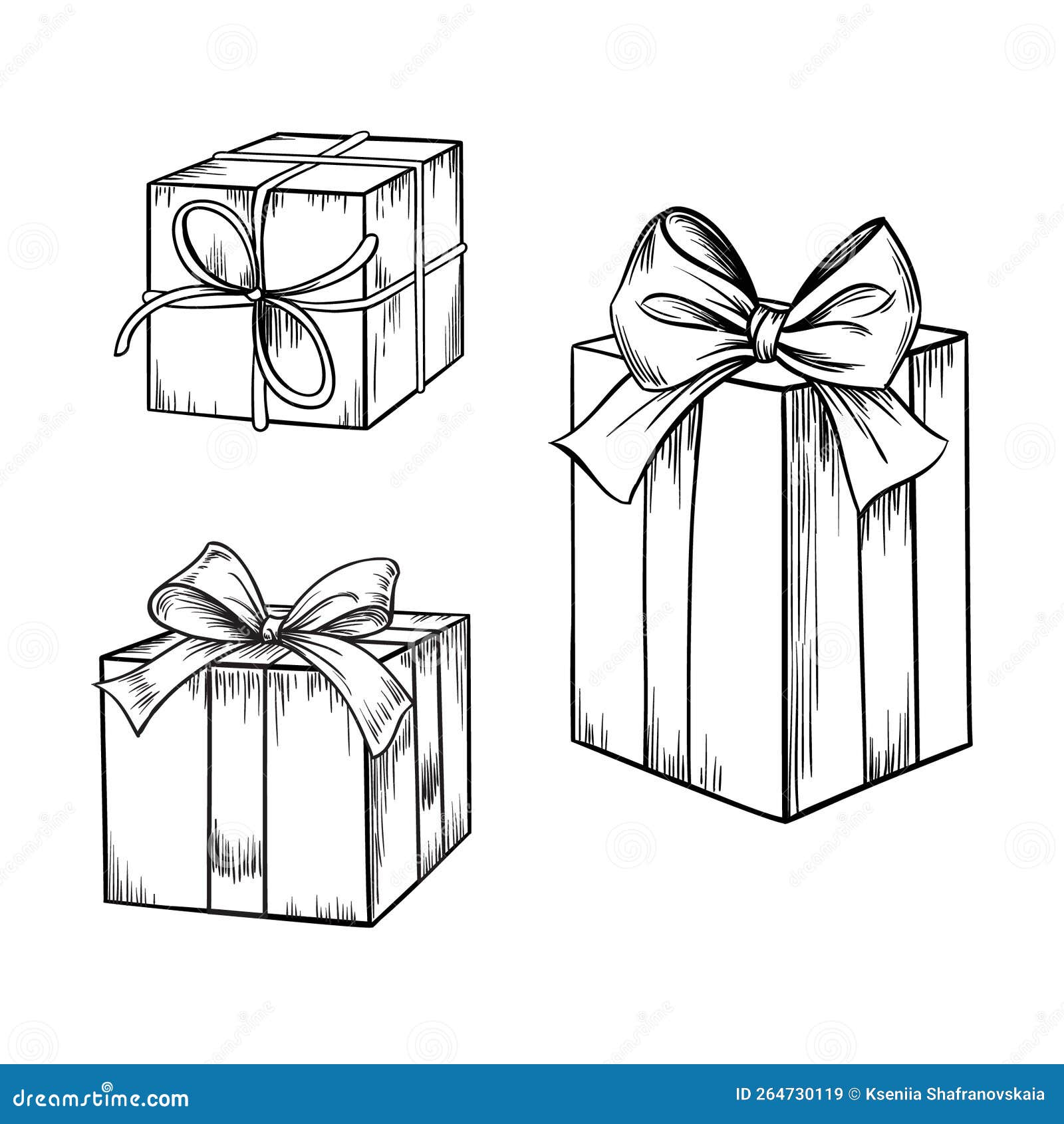 Present Gift Boxes Set Vector Sketch Illustration Stock Vector ...