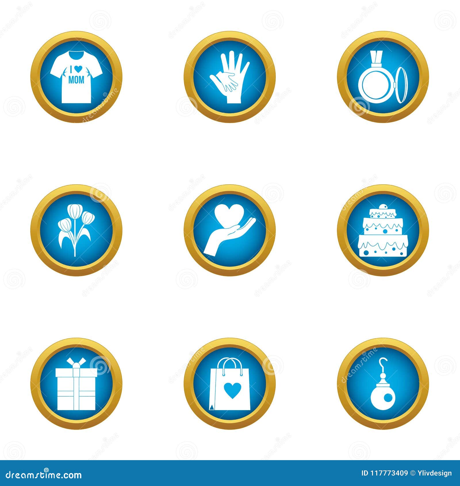 Present a Gift Icons Set, Flat Style Stock Vector - Illustration of ...