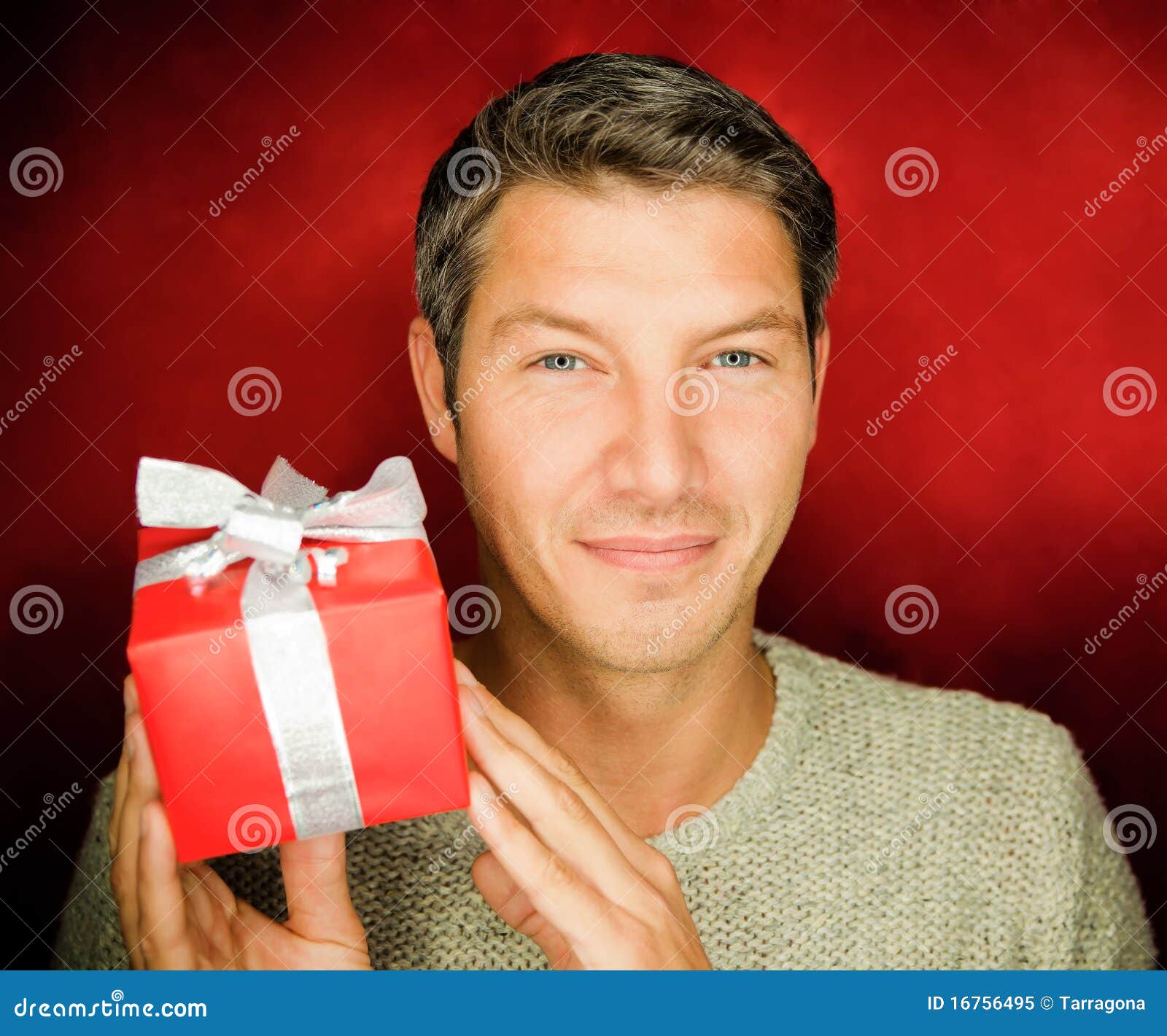 Present gift man stock image. Image of beautiful, cheerful - 16756495