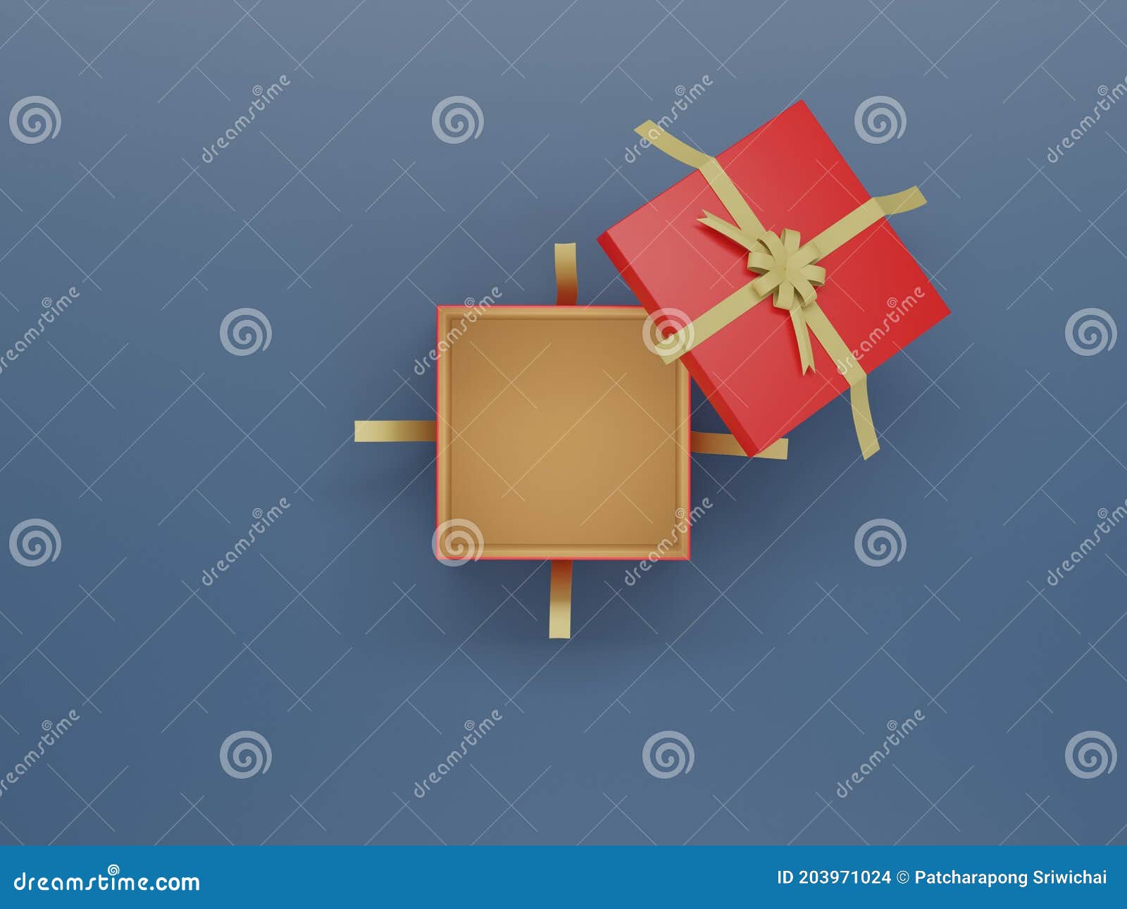 Open Present or Giftbox, Top View 3D Render Illustration Stock ...