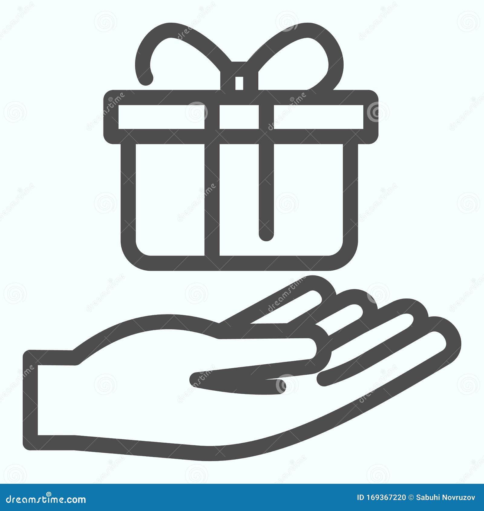 Present Giving Line Icon. a Present on a Hand Vector Illustration ...