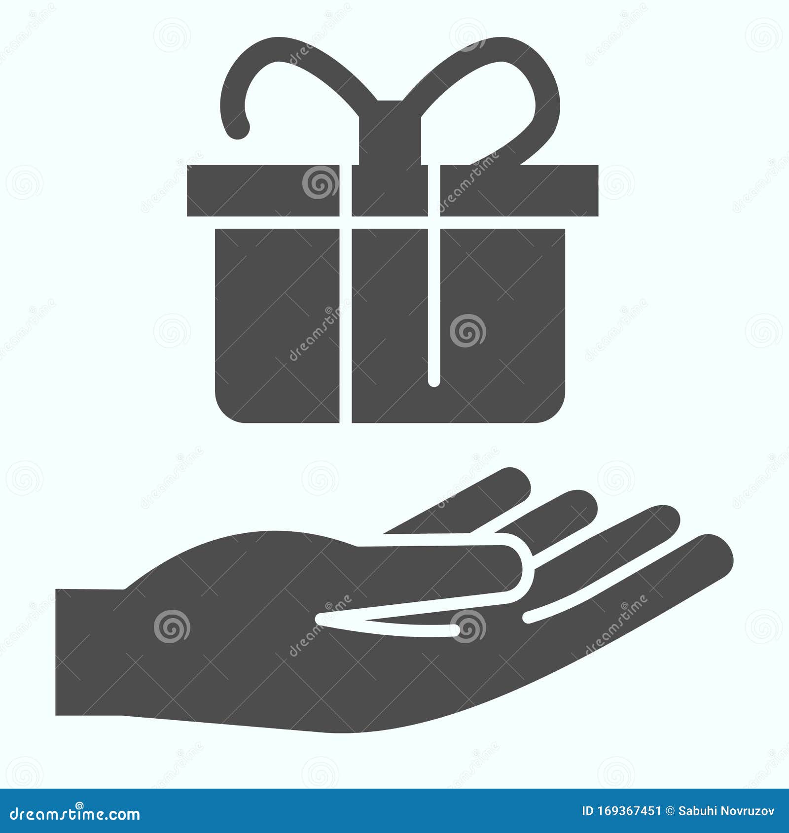 Present Giving Solid Icon. a Present on a Hand Vector Illustration ...
