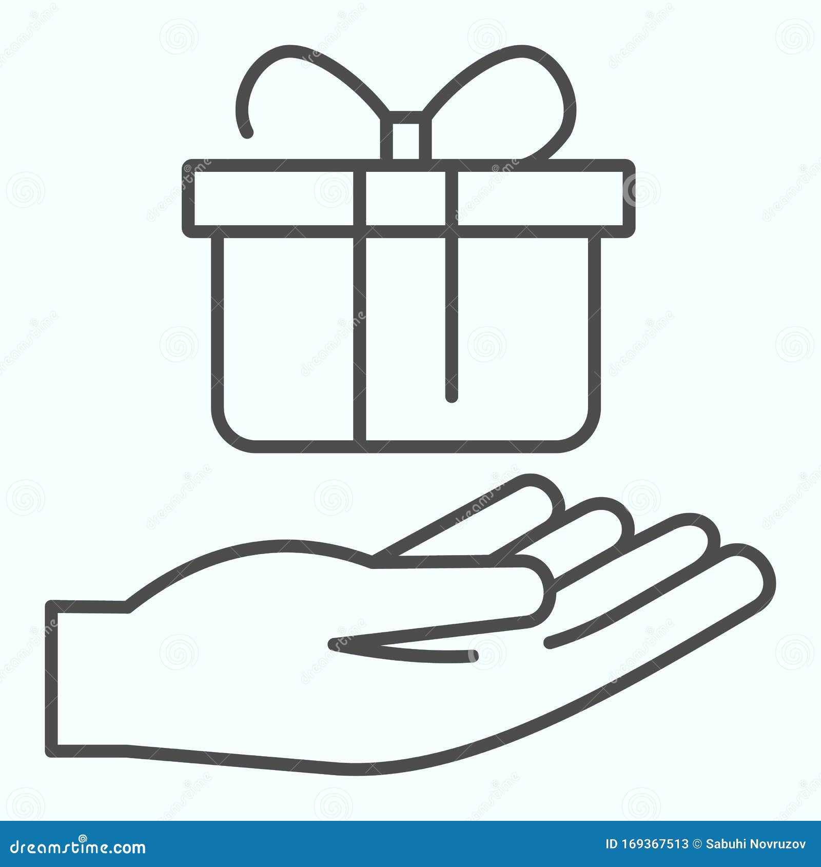 Present Giving Thin Line Icon. a Present on a Hand Vector Illustration ...