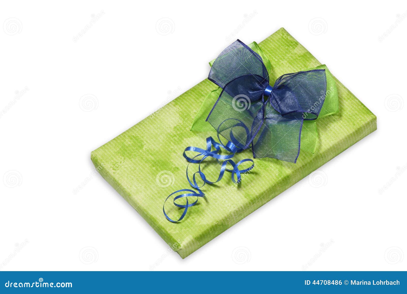 Present with Green and Blue Bow Stock Photo - Image of mesh, element ...