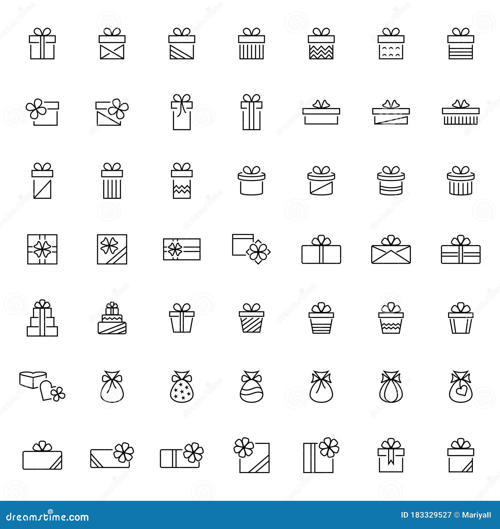 Present Icon Set in Thin Line Style,vector Illustration Stock Vector ...