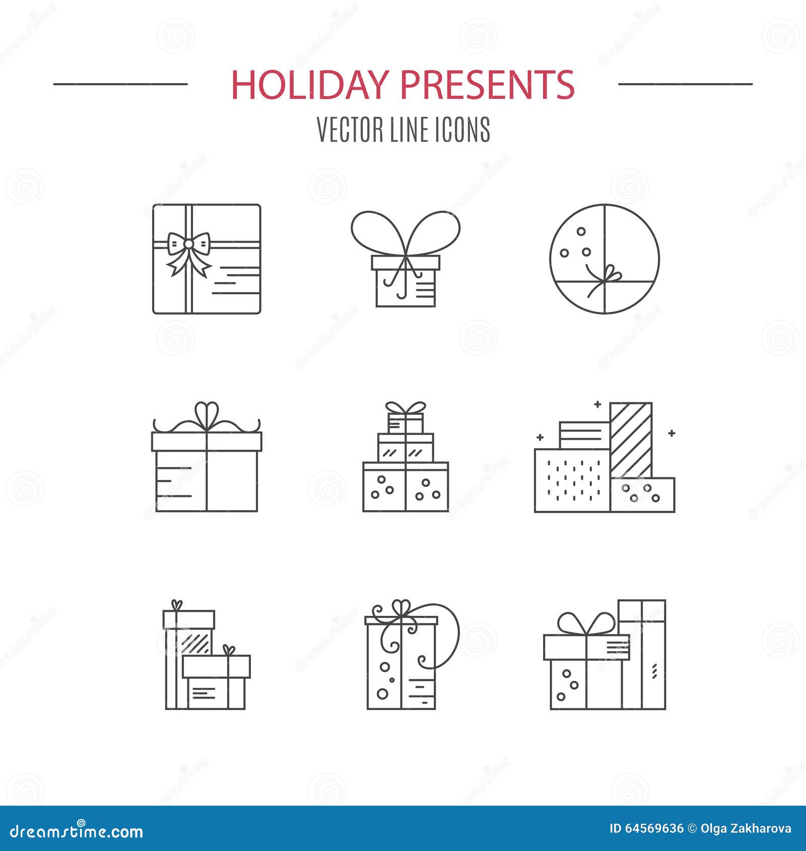 Present Icons stock vector. Illustration of party, greeting - 64569636