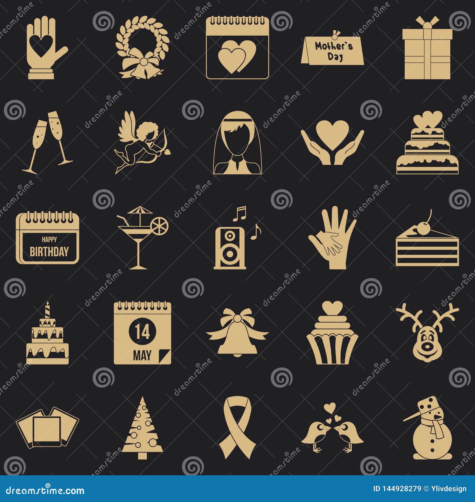 Present Icons Set, Simple Style Stock Vector - Illustration of happy ...