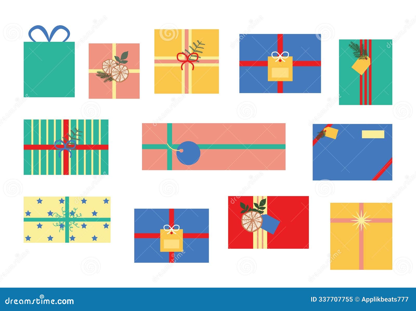Present Object Collection With Ribbon.Vector Illustration For Icon ...