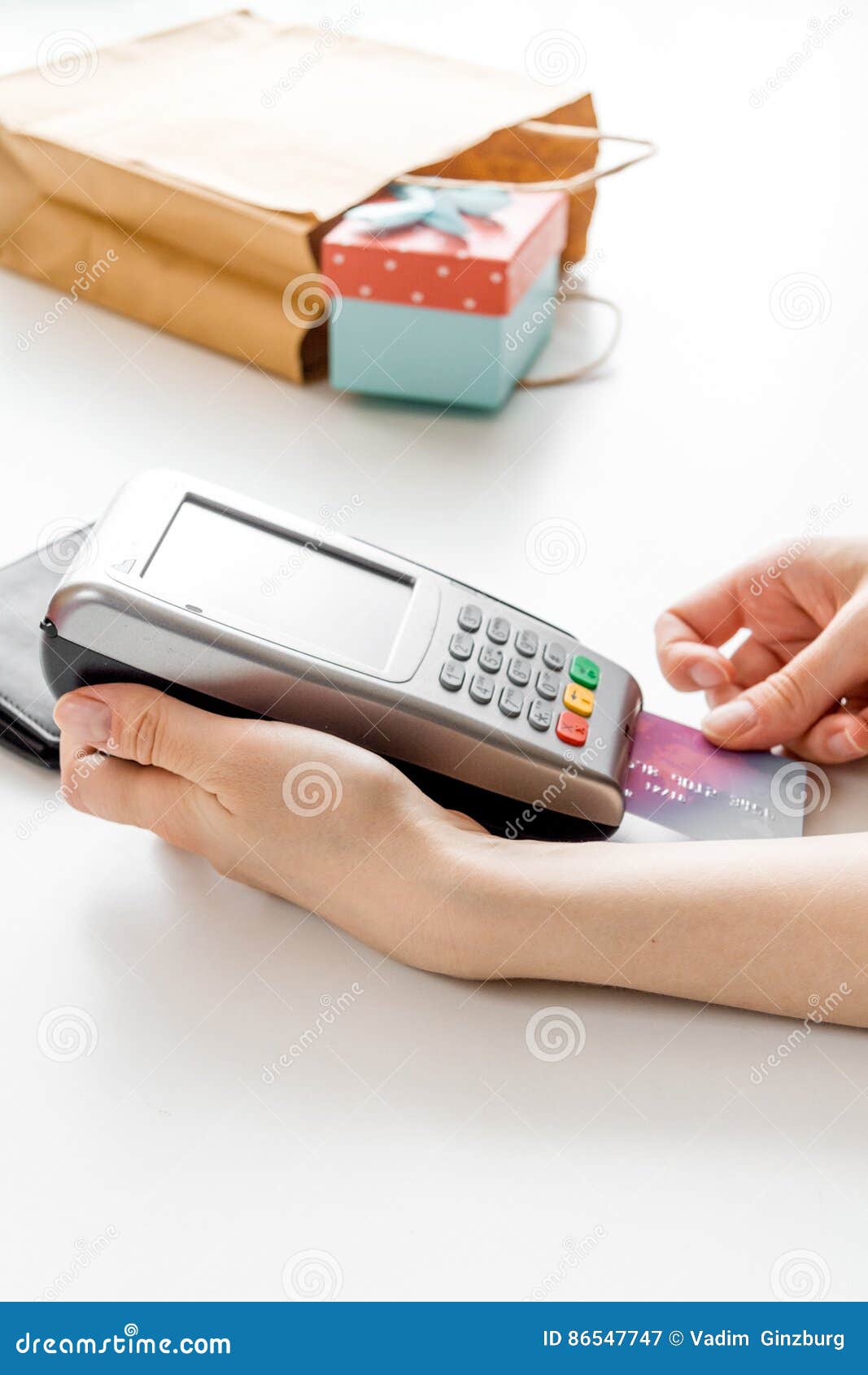 Present Purchase with Payment by Card on White Background Editorial ...