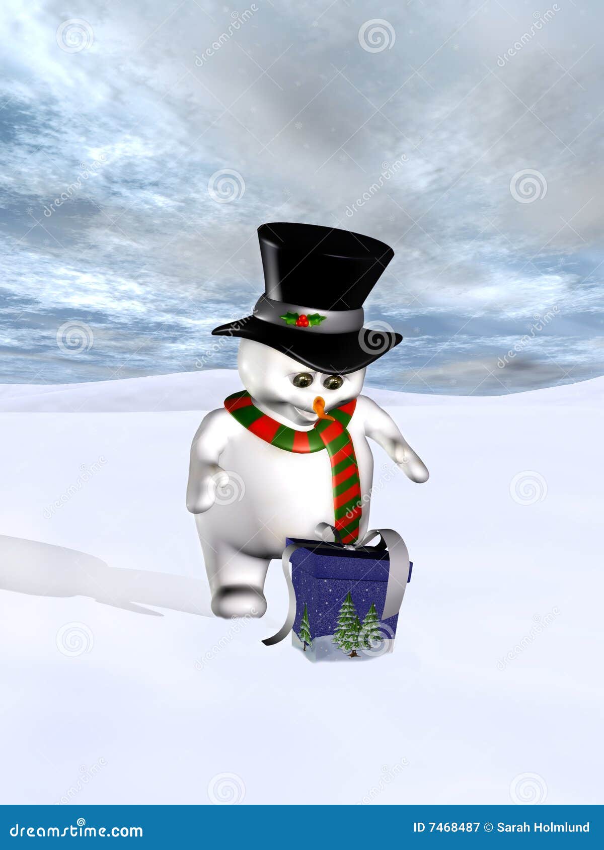 Present for snowman stock illustration. Illustration of surprised - 7468487