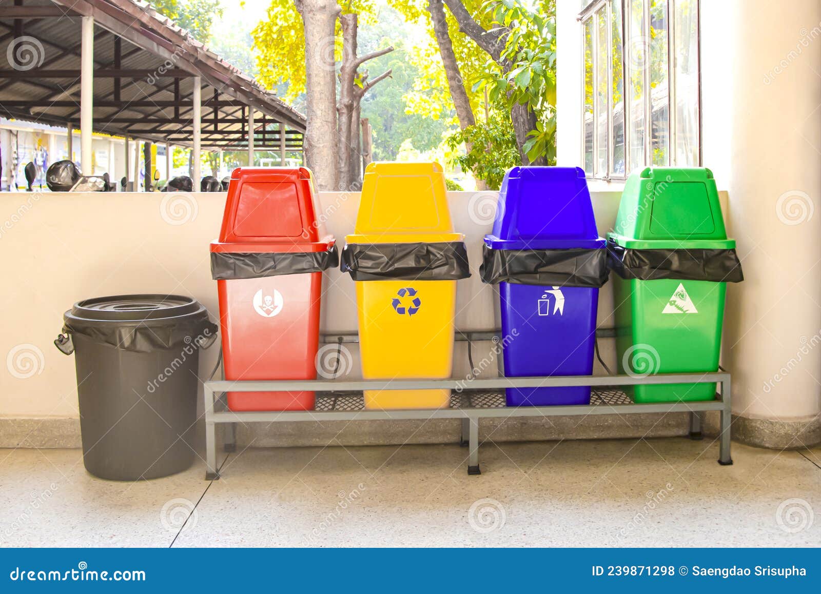 Colored Waste Bins for Waste Classification Stock Photo - Image of ...