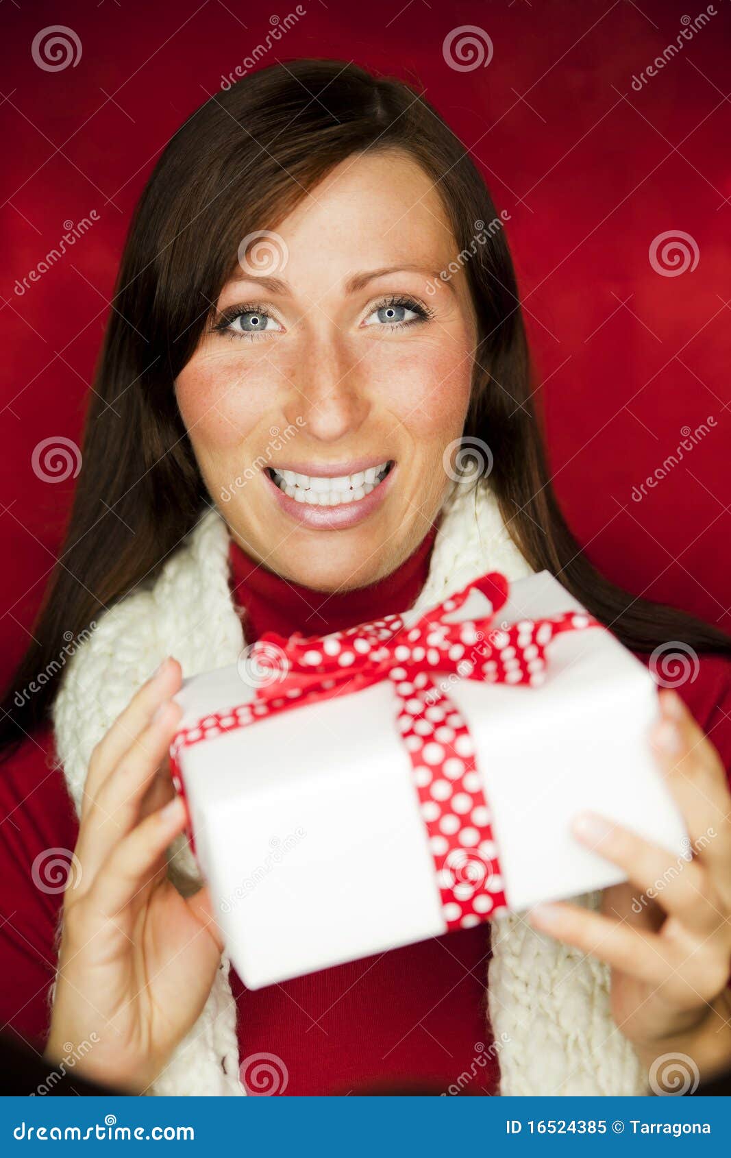 Present woman portrait stock image. Image of excitement - 16524385