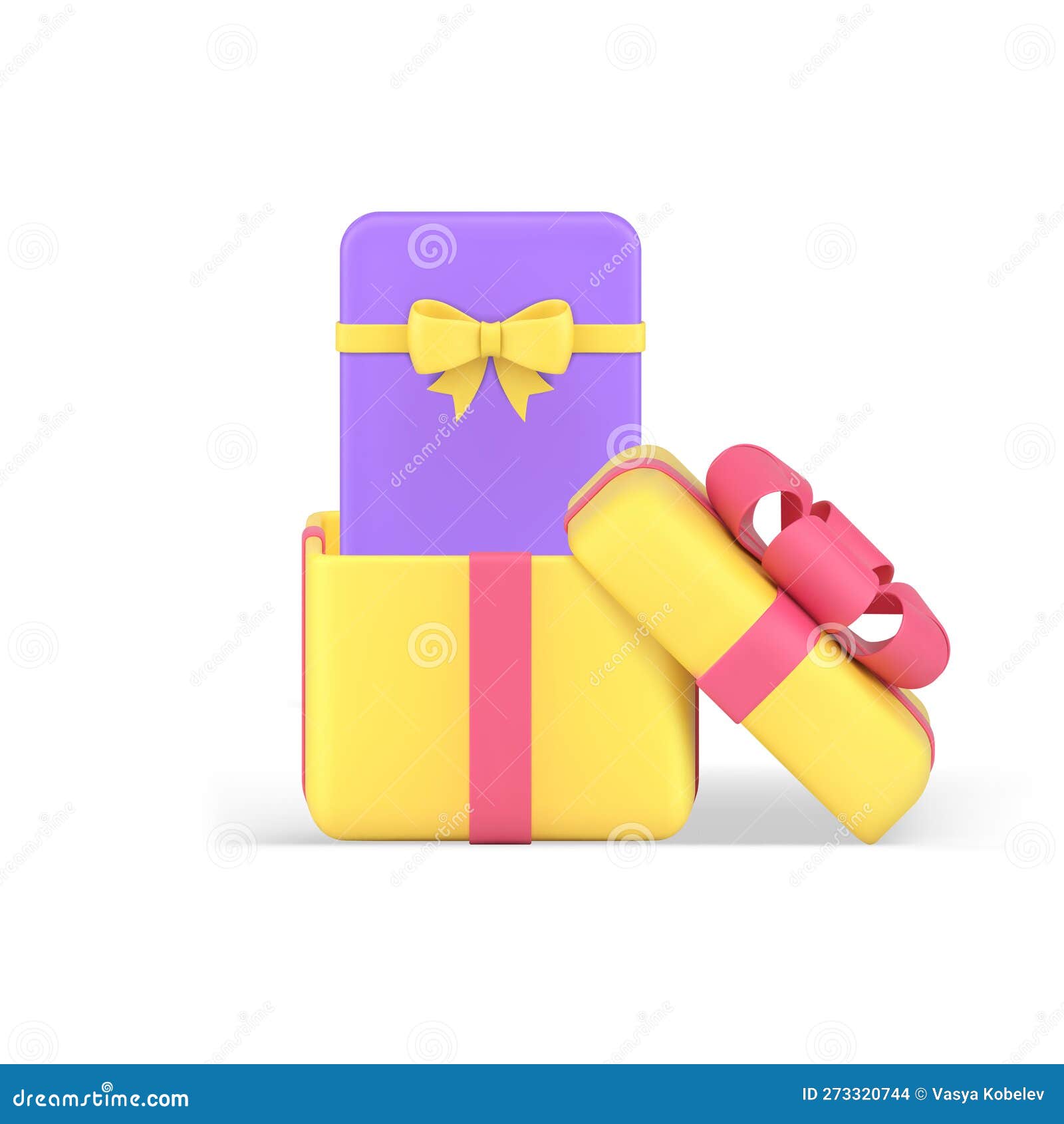 Present Wrapped Package with Bow Open Gift Box Container Holiday ...