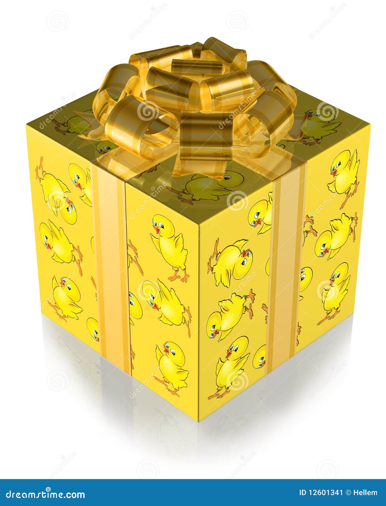 Present Yellow with Chickens and Gold Band Stock Illustration ...