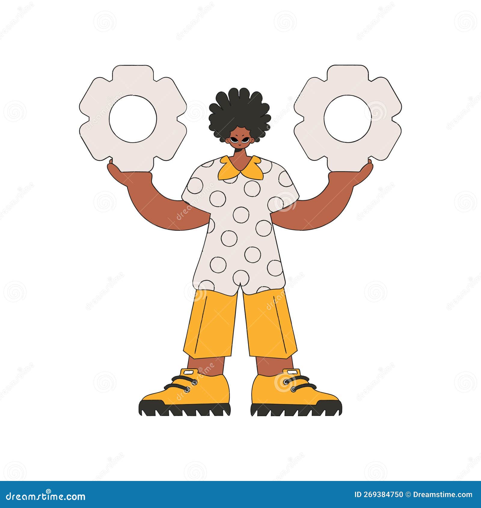 Presentable Man Holding Gears. Idea Theme Stock Vector - Illustration ...