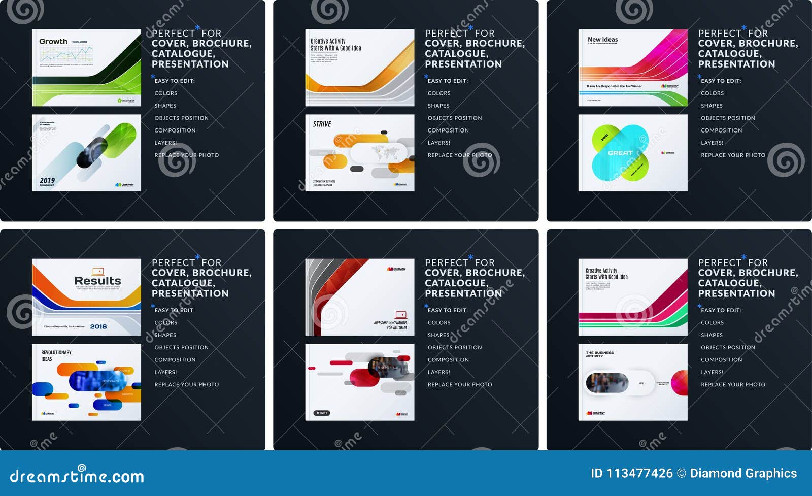 Presentation. Abstract Vector Set of Modern Horizontal Templates with ...