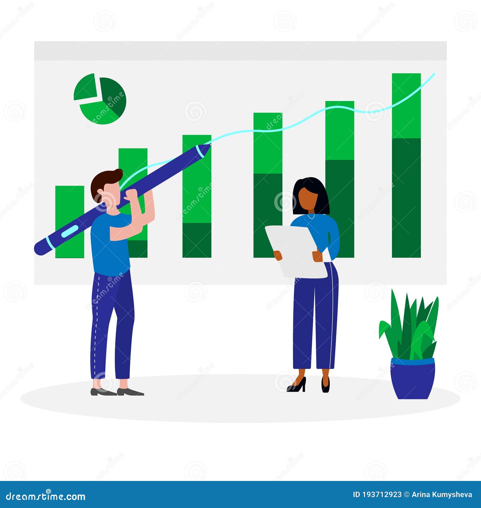 Presentation Analytics of Company. Teamwork of Office Worker and ...