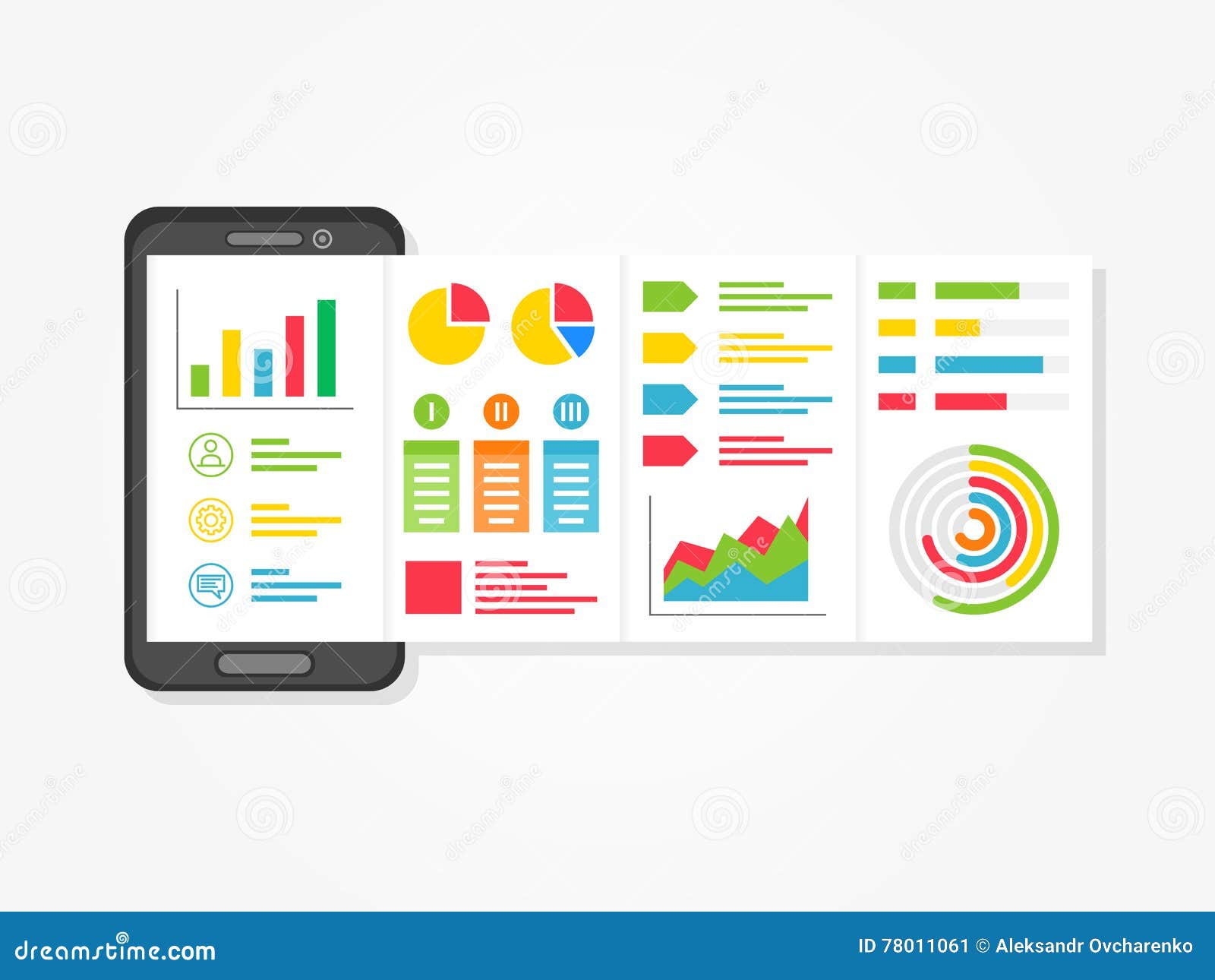 Presentation App with Charts, Diagrams Creative Concept Stock Vector ...