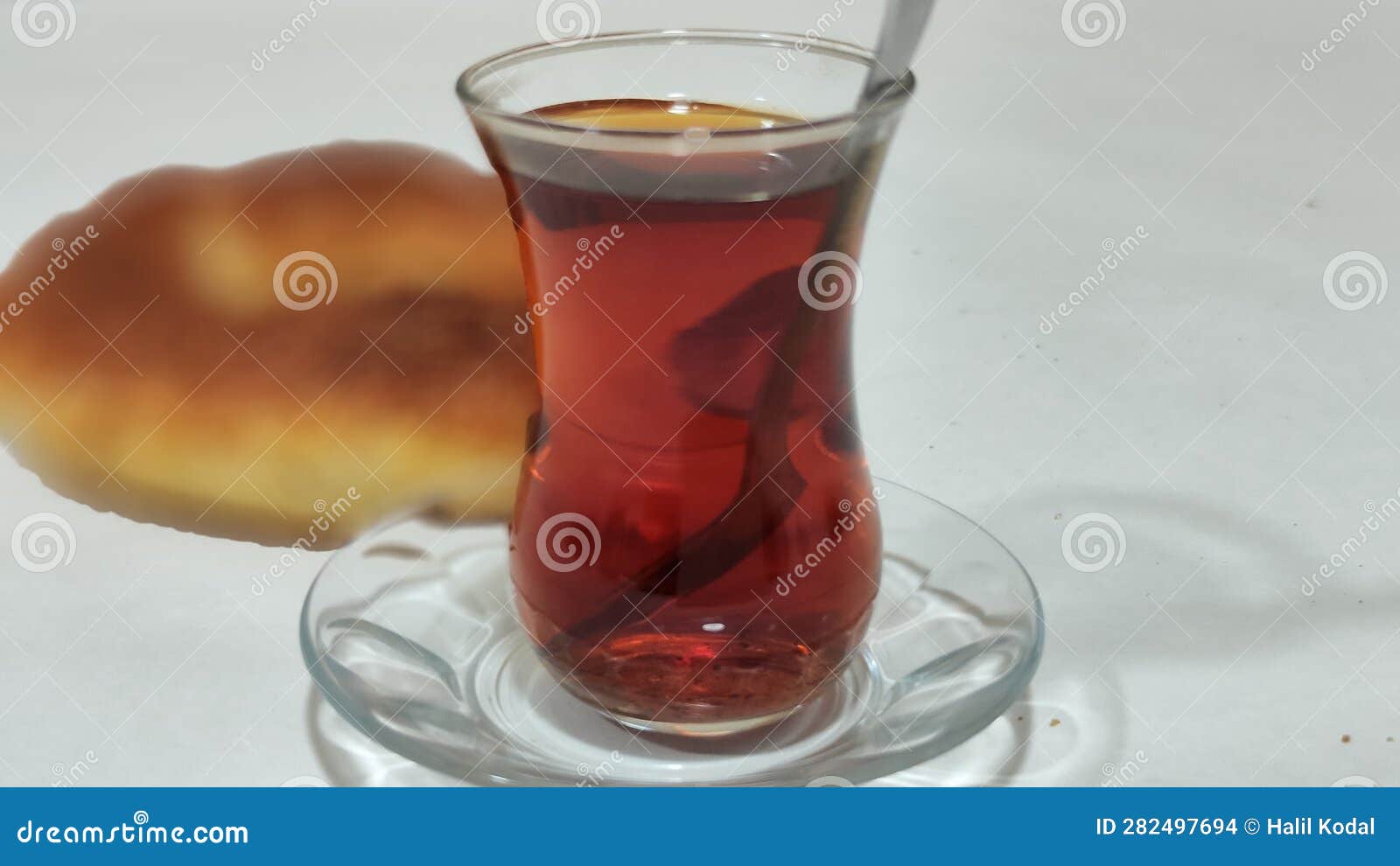 Presentation of Black Tea in a Glass. Turkish Simit.Turkish Tea Image ...