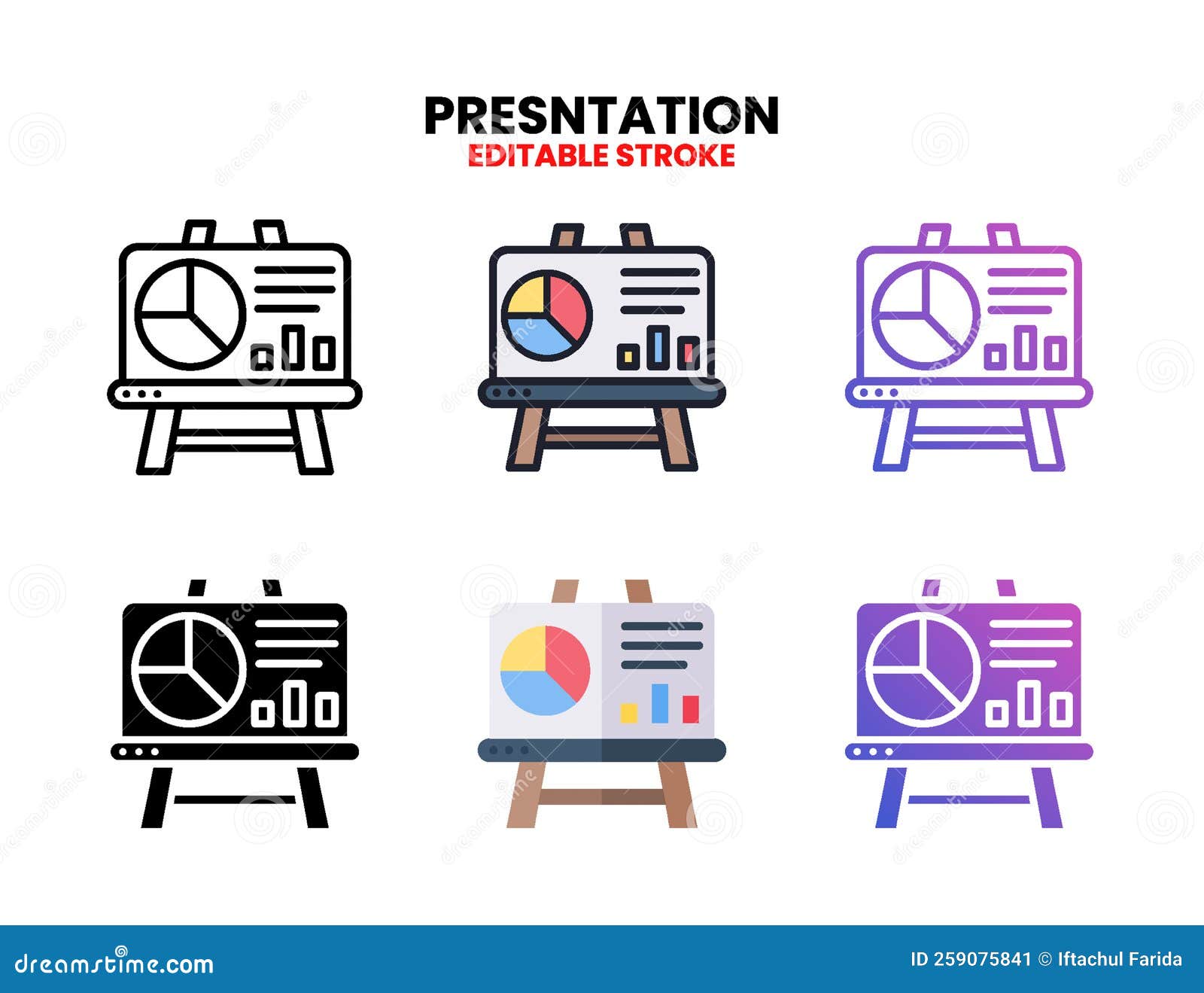 Presentation Board Icon Set with Different Styles. Stock Vector ...