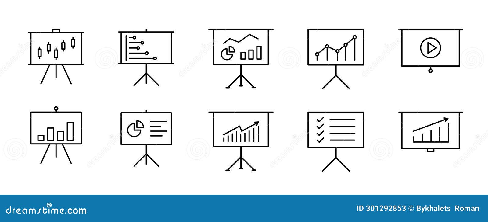 Presentation Board Icons Collection. Graph, Stats Presentation Icon ...
