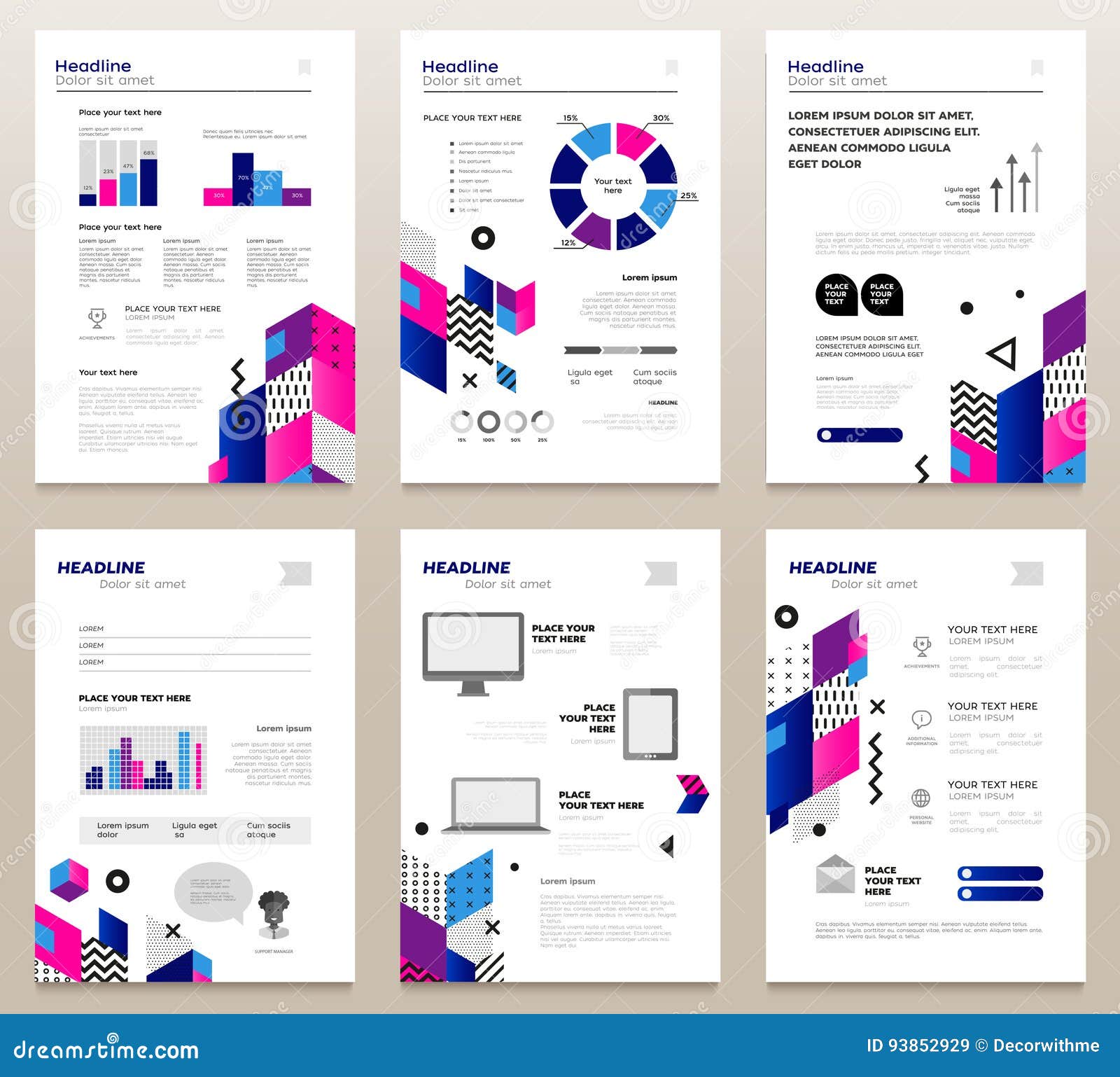 Presentation Booklets - Vector Template A4 Pages Set Stock Vector ...