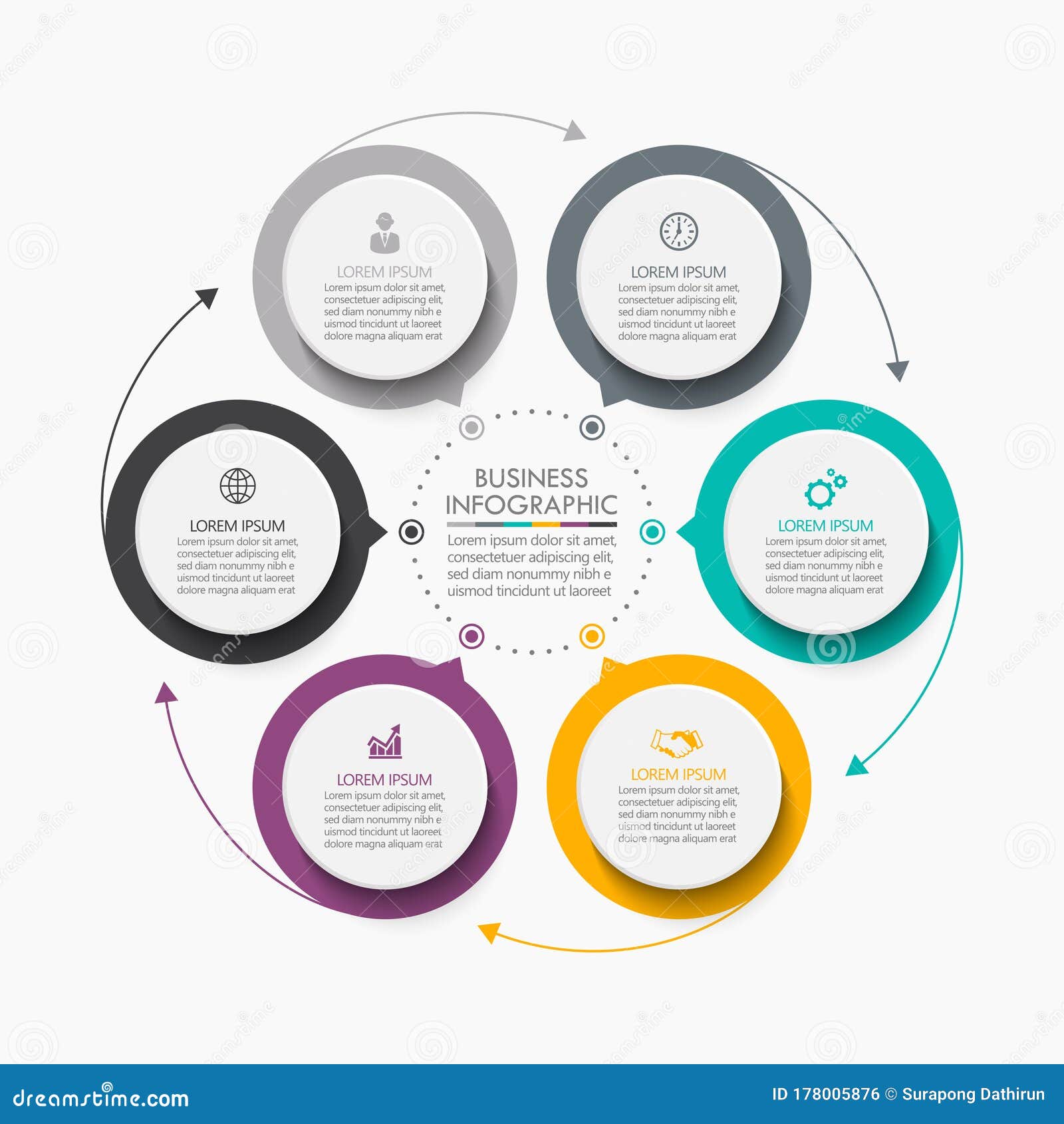 Presentation Business Circle Infographic Template with 6 Options ...