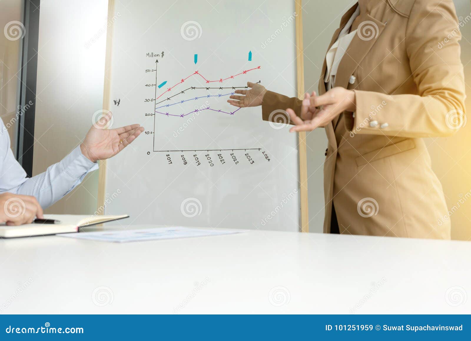Presentation in Business Group Meeting Show Chart Graph Stock Image ...