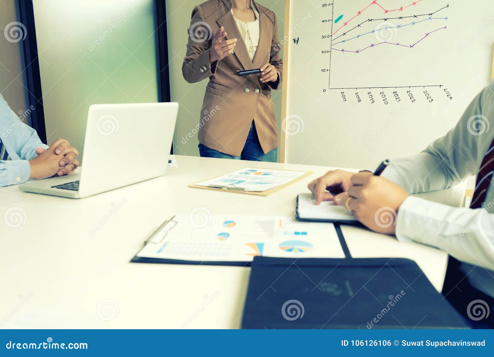 Presentation in Business Group Meeting Show Chart Graph Stock Photo ...